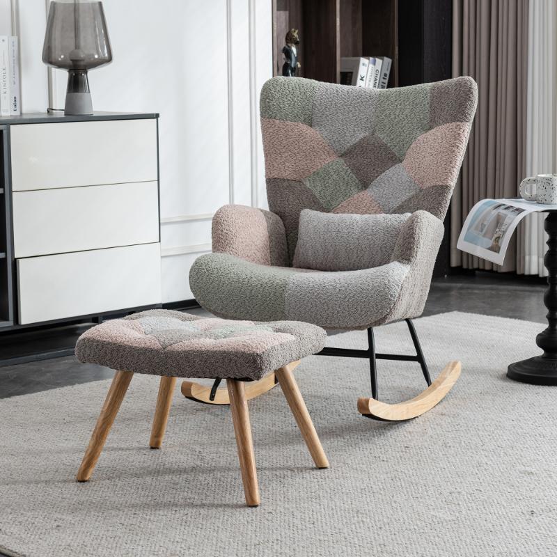 Comfy Multi-Color Rocking Chair 93cm with Footrest, Lumbar Cushion ...