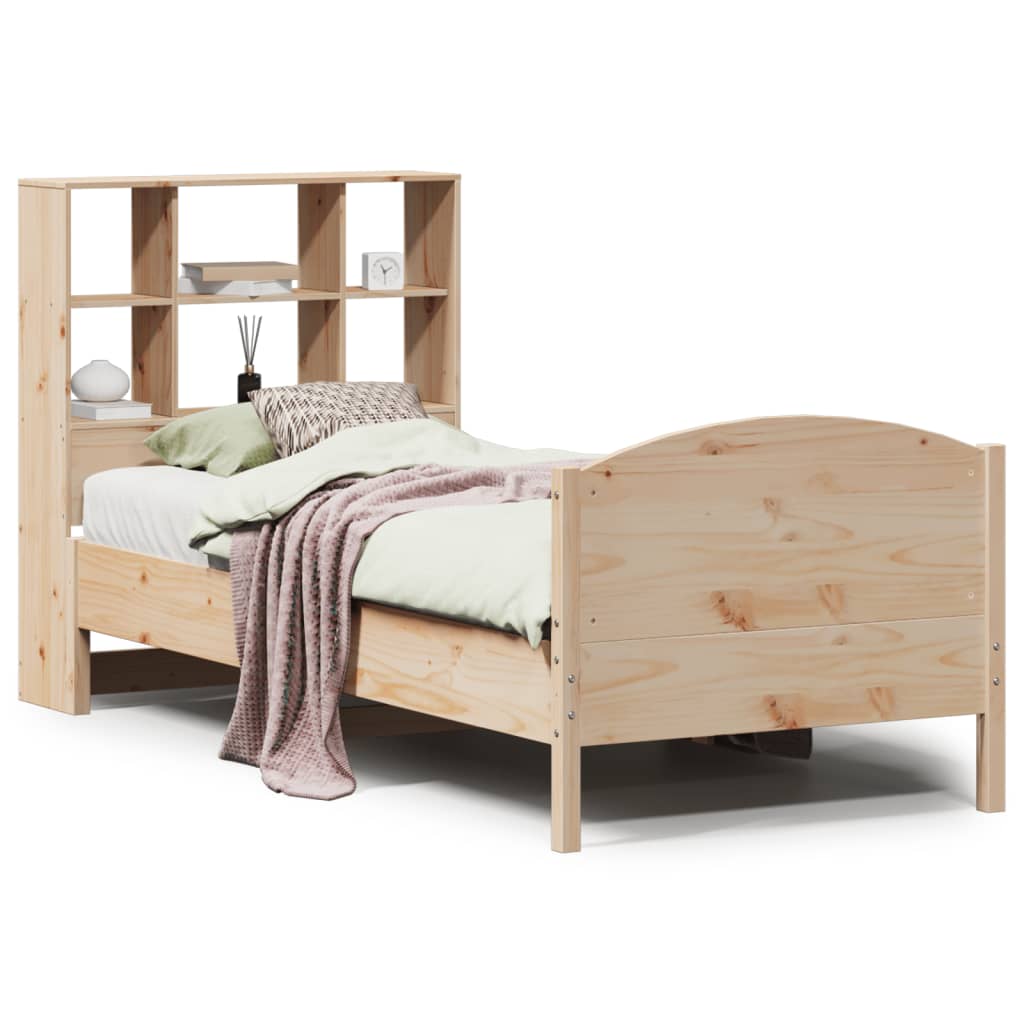 Lit simple | Lit adulte | Lit bibliothèque sans matelas 75x190 cm bois ...