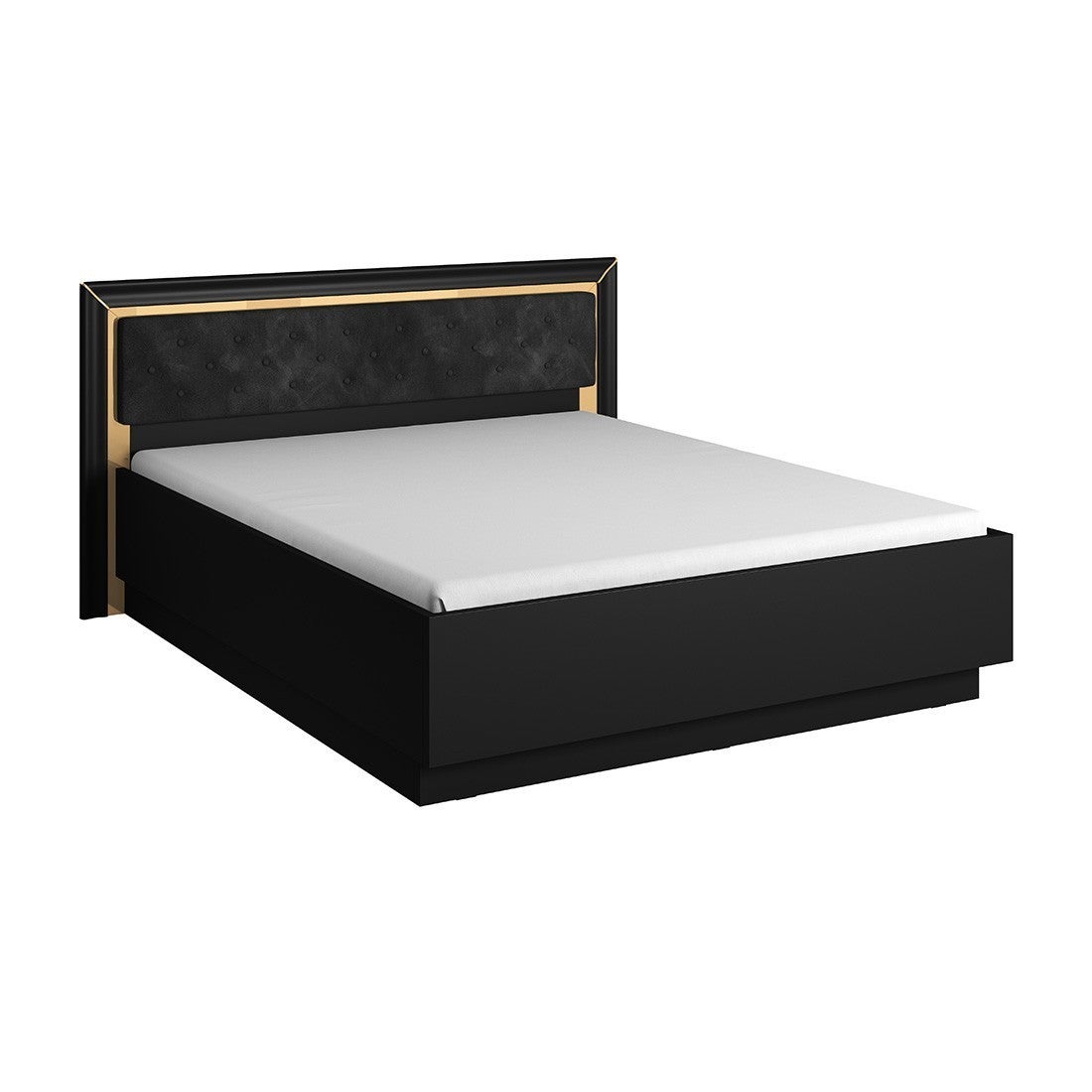 Lit adulte 160x200 collection DOHA. Coloris noir mat et dorées | Leroy ...