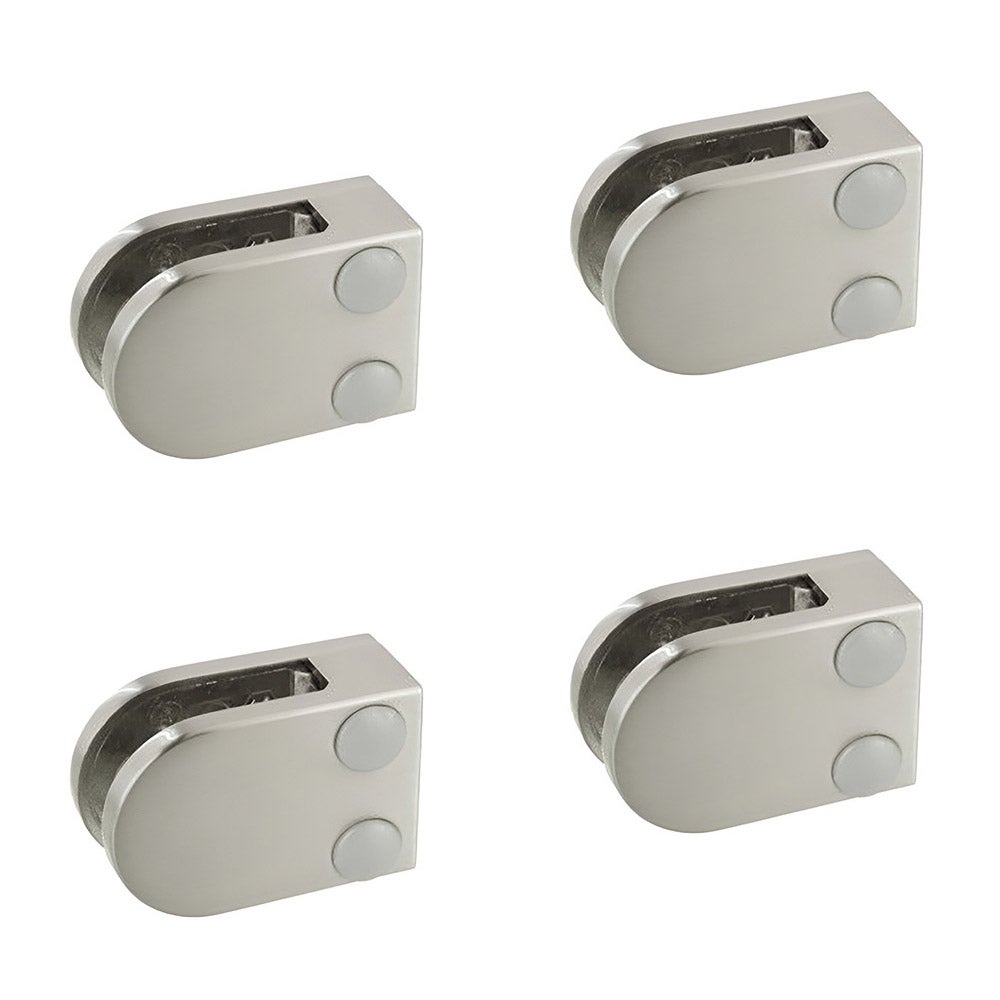 4 x Pince à verre plate modèle 07 - Ep. verre 6 mm - Inox 316 brossé ...