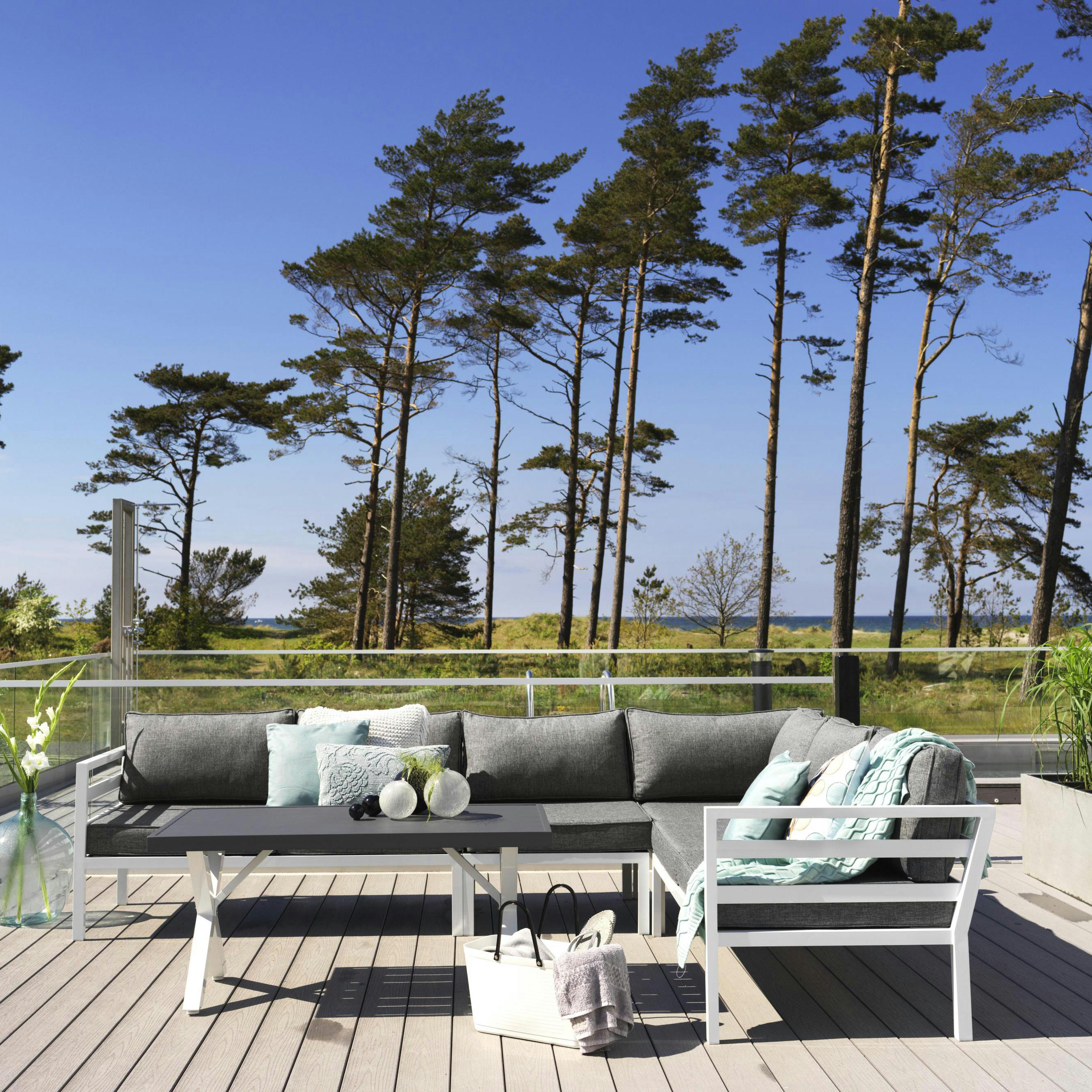 Canapé d'angle jardin en aluminium blanc STOCKHOLM | Leroy Merlin