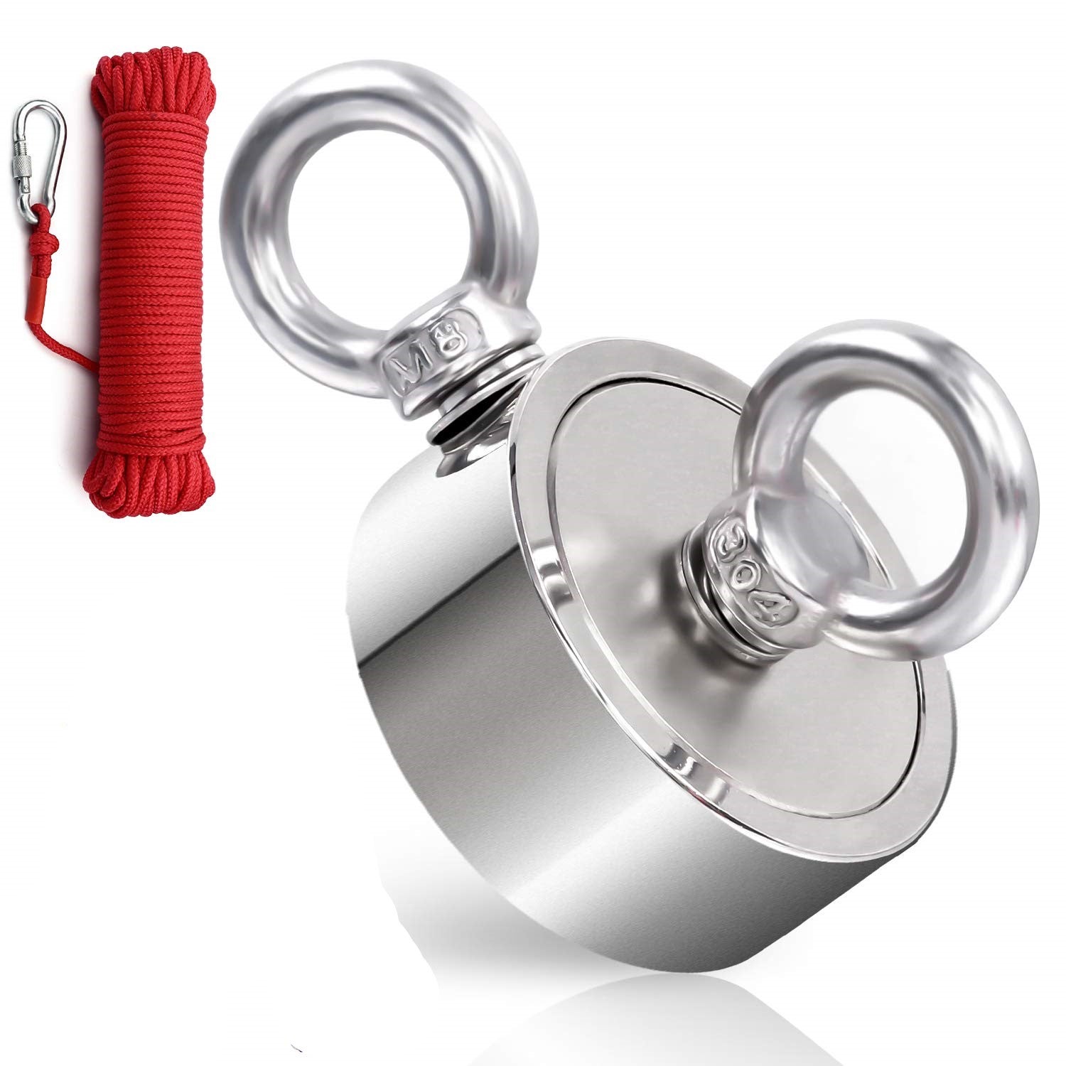 Aimant néodyme / aimant de pêche 65 kg force d'adhérence corde de 10 ...