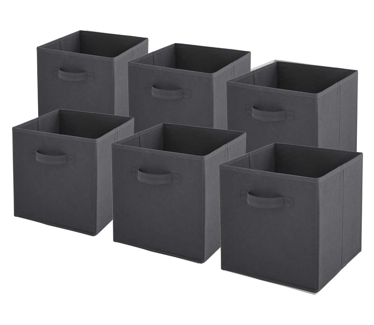 Lot de 6 paniers pliables en tissu gris 27 x 27 x 27cm - BOX & BEYOND ...