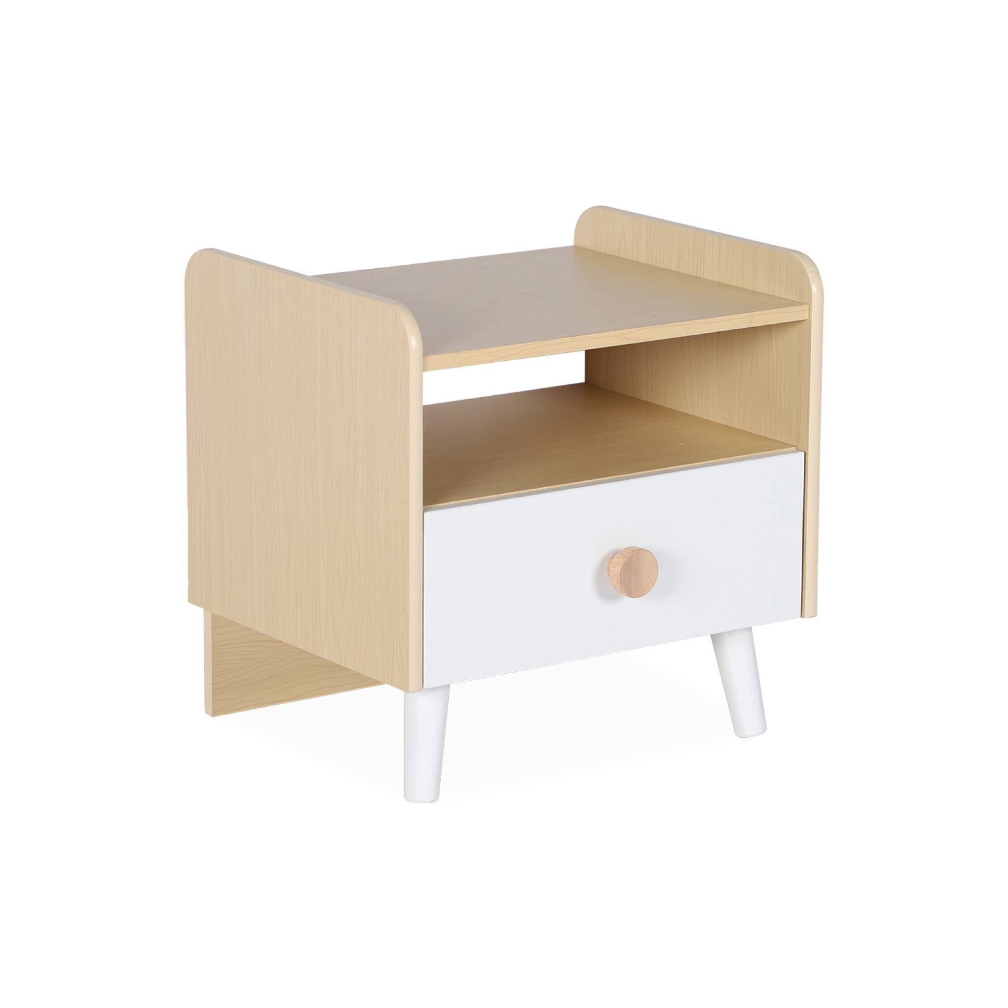 Table de chevet enfant effet bois. blanc. 1 tiroir EDGAR | Leroy Merlin