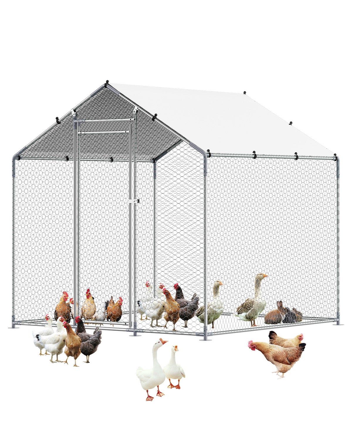 Corral gallinero VEVOR de metal 2×2×2 m techo a dos aguas con lona y ...