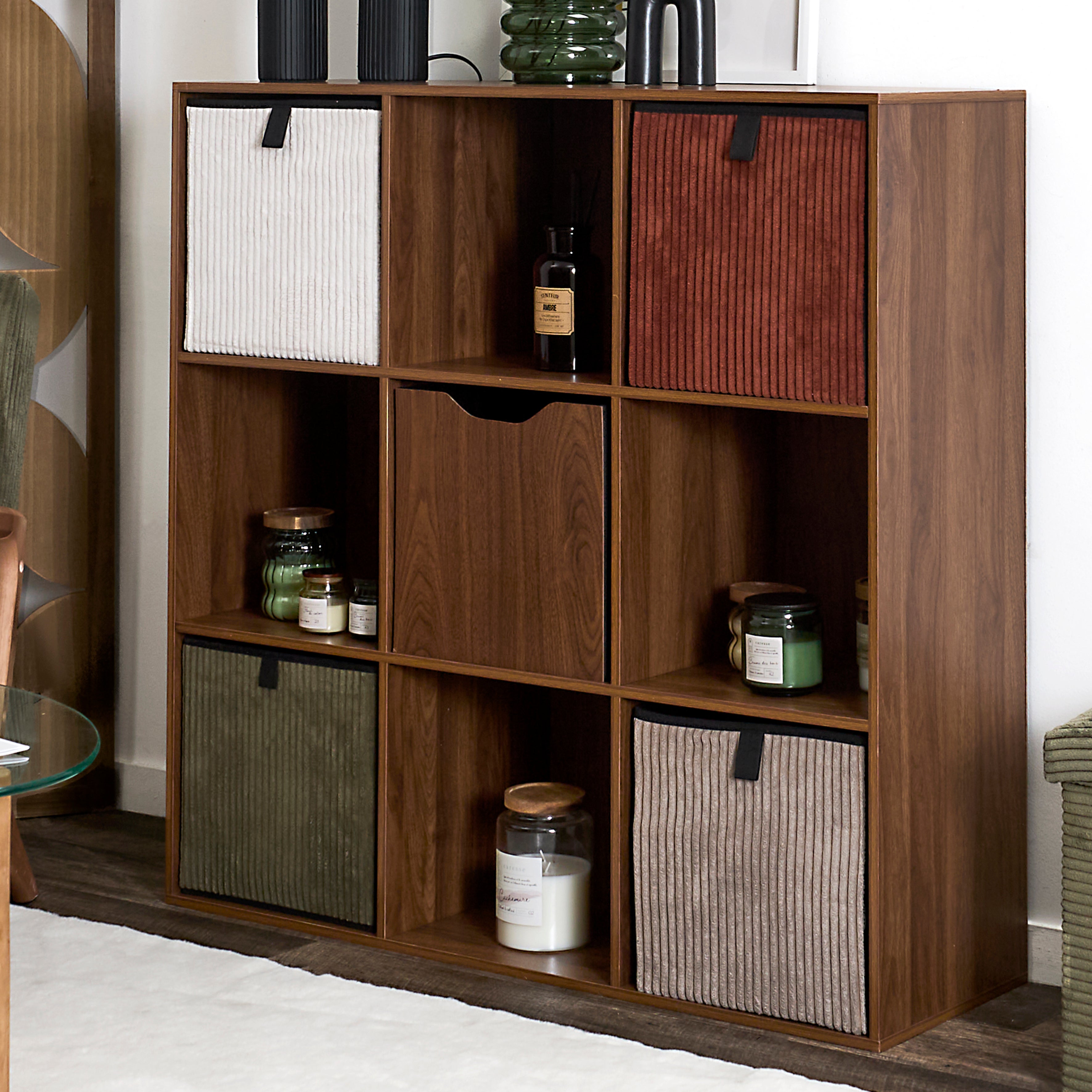 Cube de rangement - HOME DECO FACTORY - TIFFANY - Pliable - Bois foncé ...