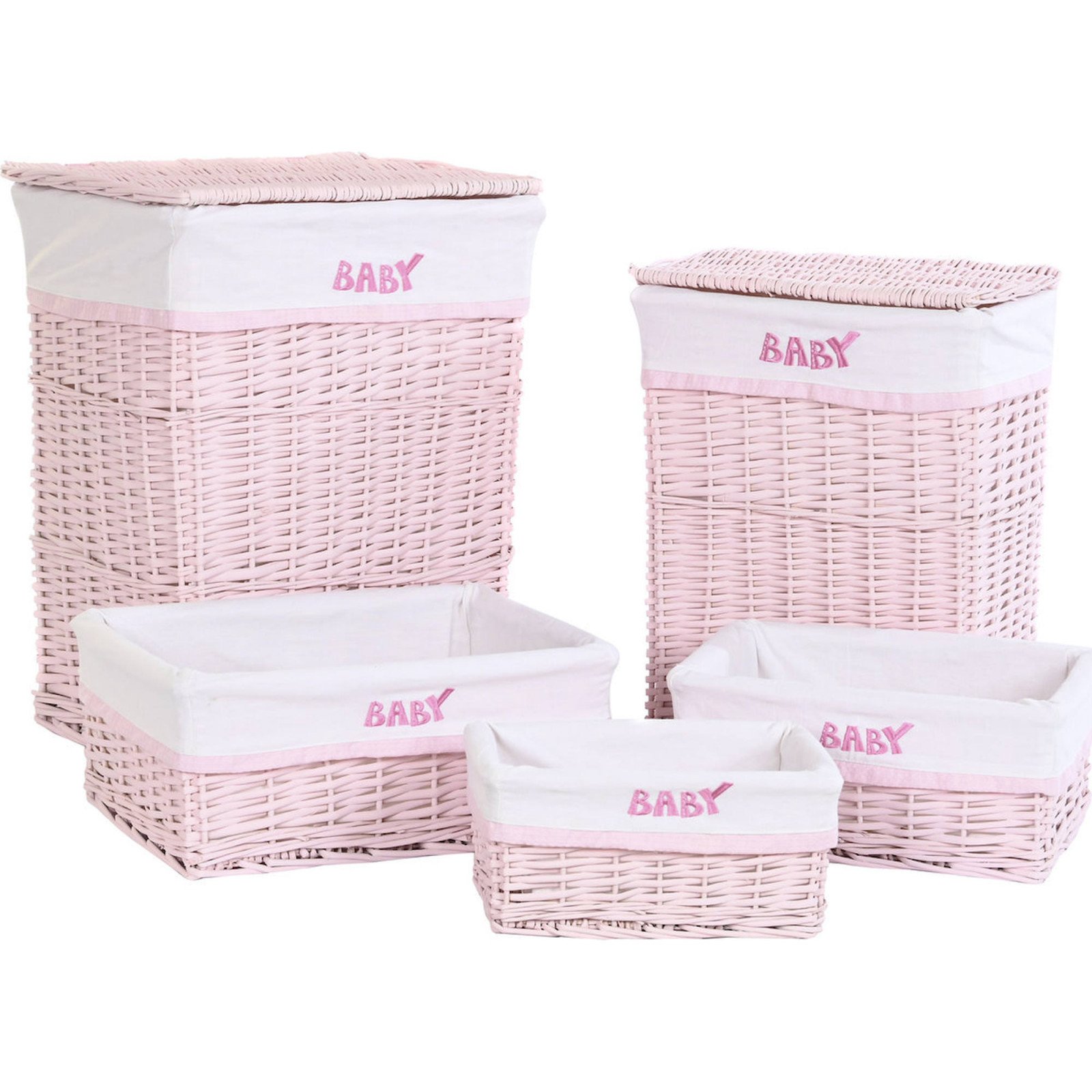 Panier osier rose élégant pour déco et rangement 44 x 34 x 56 cm Rose ...