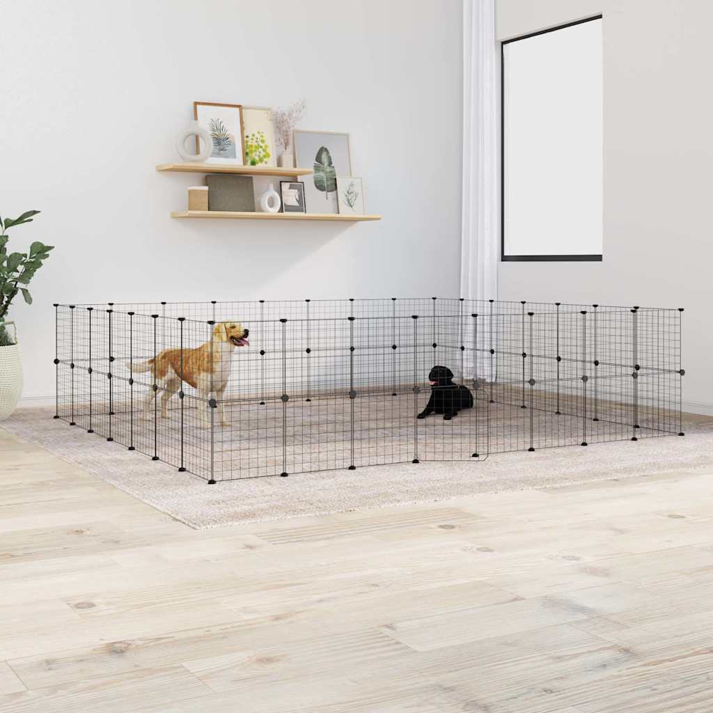 Cage animaux de compagnie à 60 panneaux et porte Noir 35x35 cm | Leroy ...