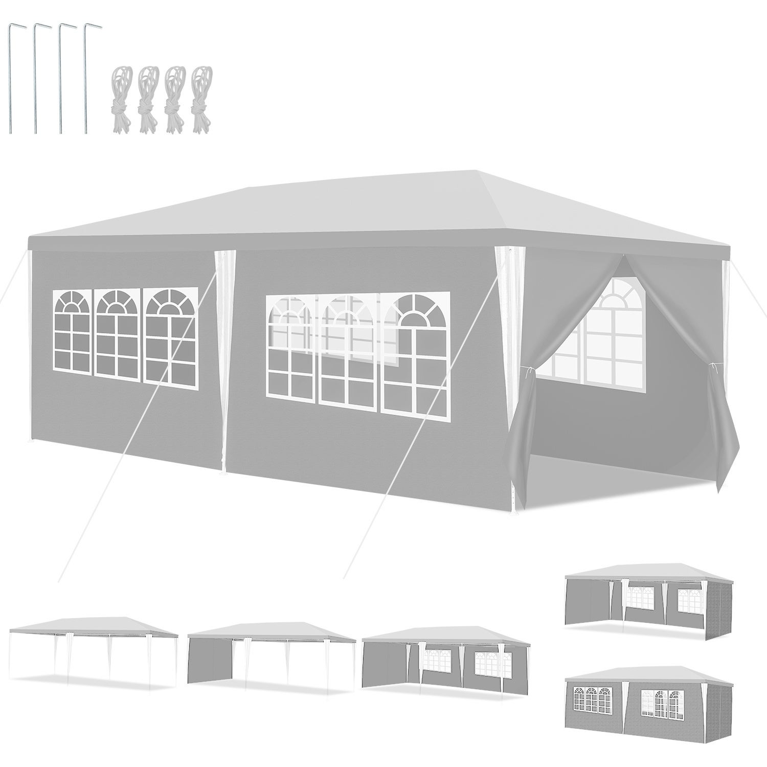 Carpa pérgola 3x6 m para jardín Blanco, cubierta exterior con paredes y ...