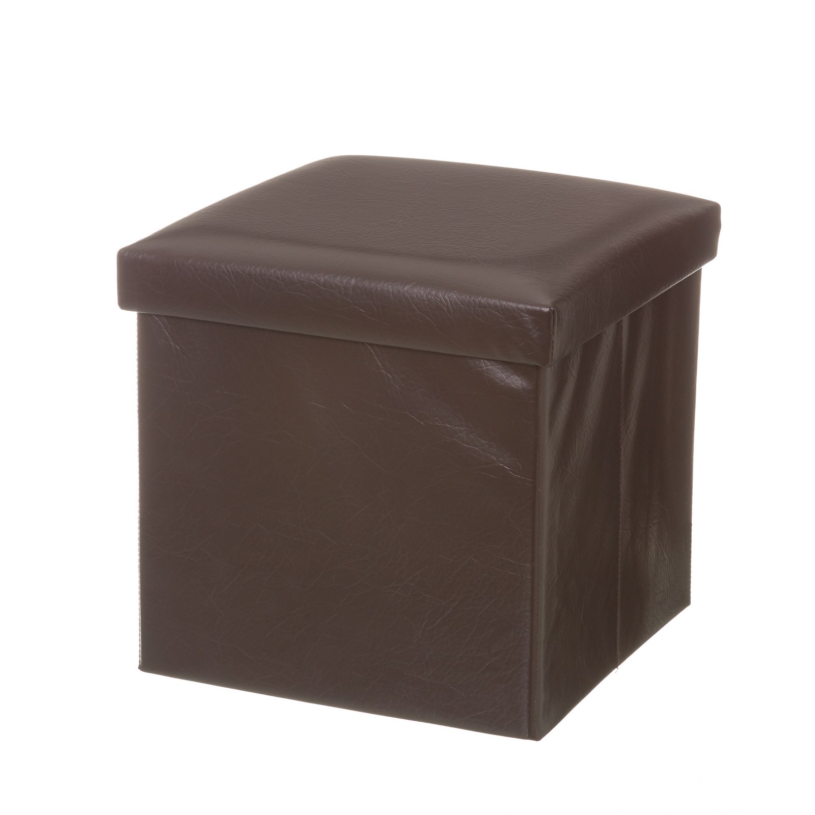 Puff plegable marrón de PU de 38x38x38 cm | Leroy Merlin
