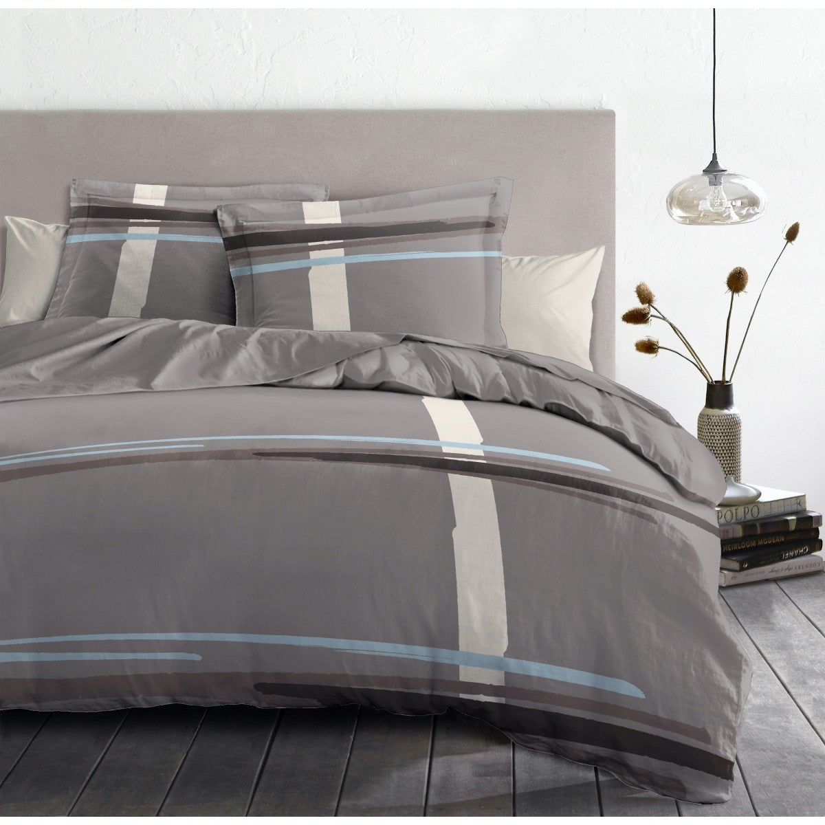 LE BRIAN Parure de Couette 100% Coton COULEURS - Gris, MATIÈRE - 100% ...