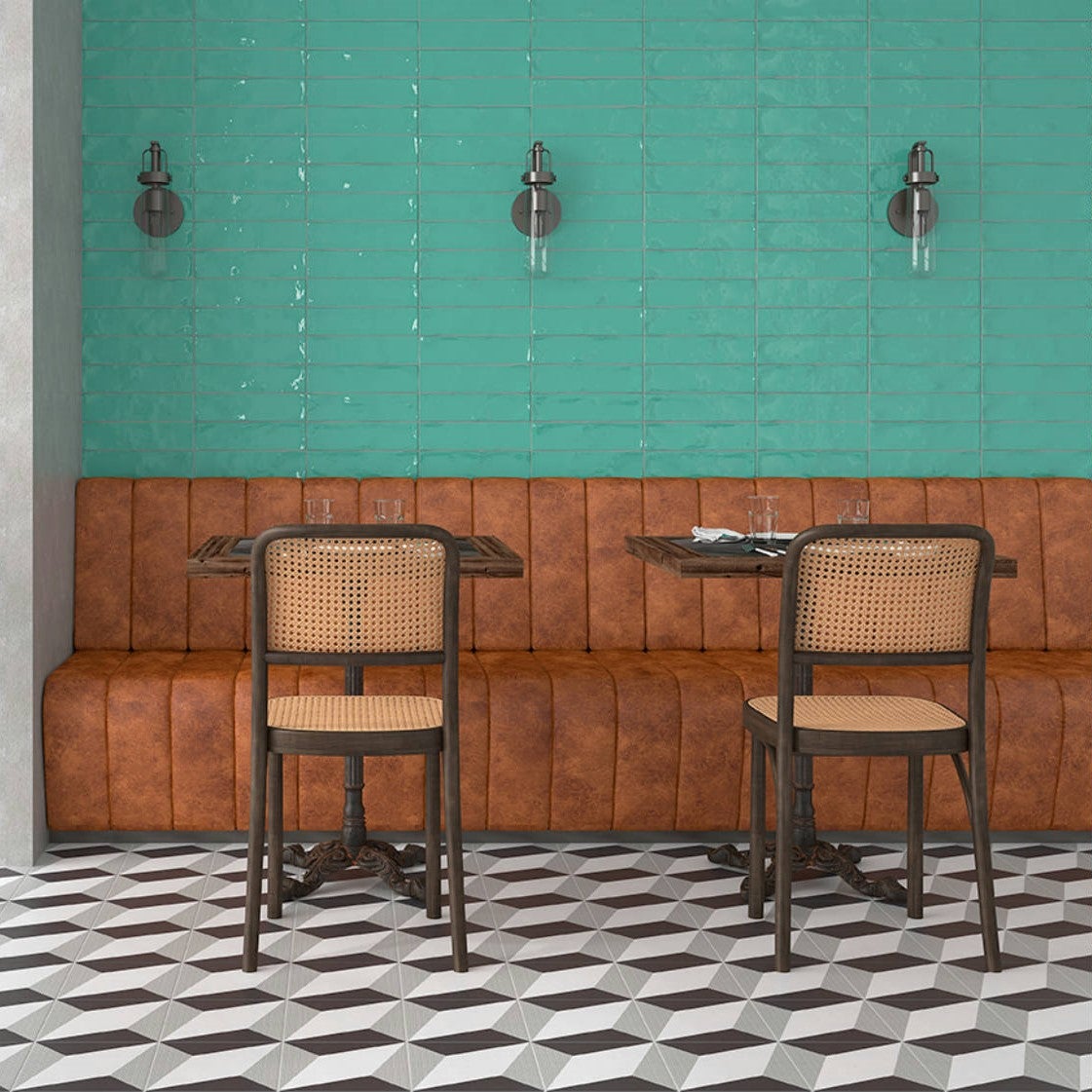 Carrelage premium effect ciment mat Forma Black 20x20 cm | Bricoman