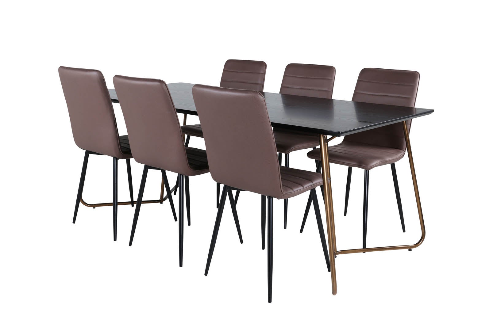 PippiCO ensemble table, table noir et 6 Windu Lyx chaises marron ...
