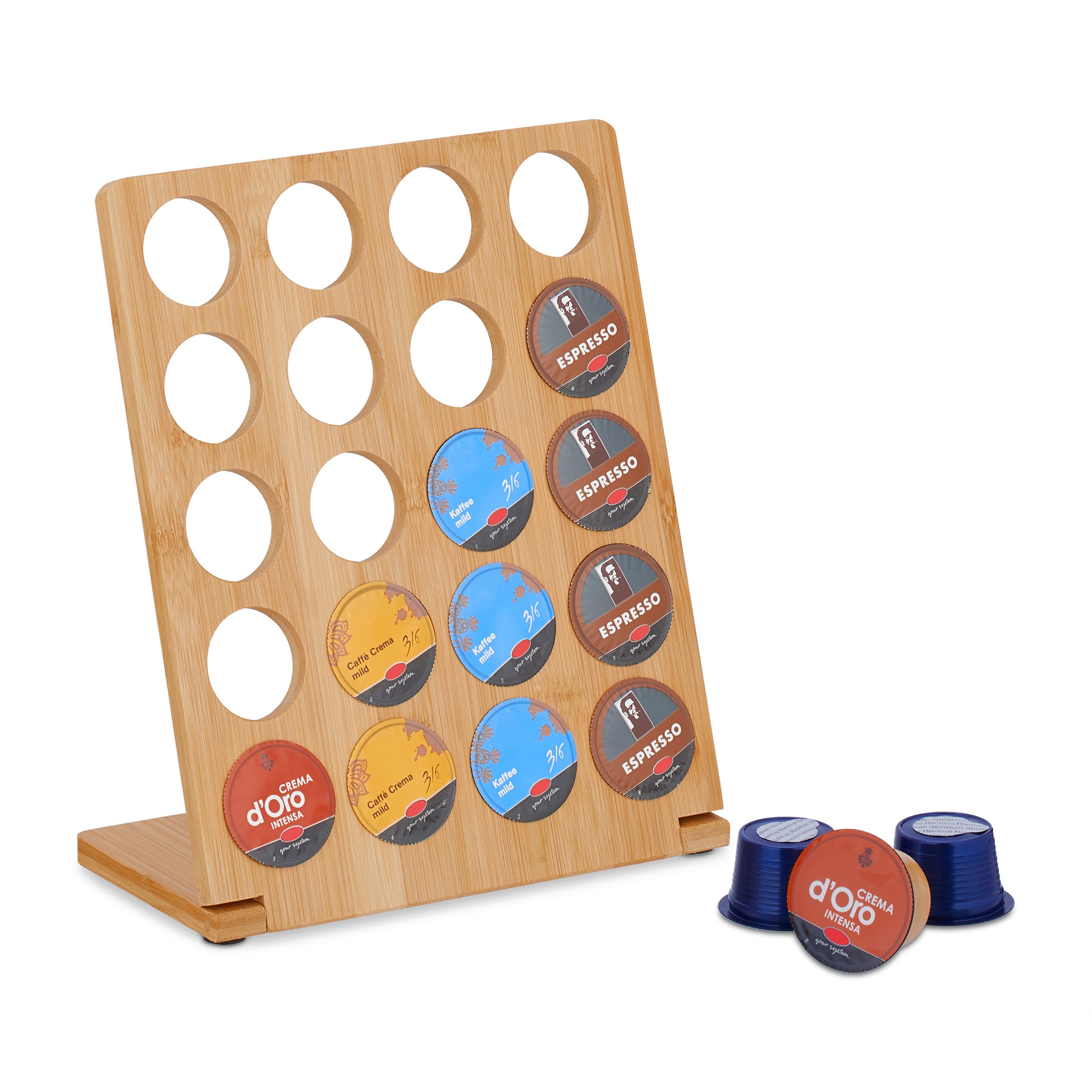 Range-capsules, support pour 20 dosettes, porte-dosettes bambou, HxLxP ...