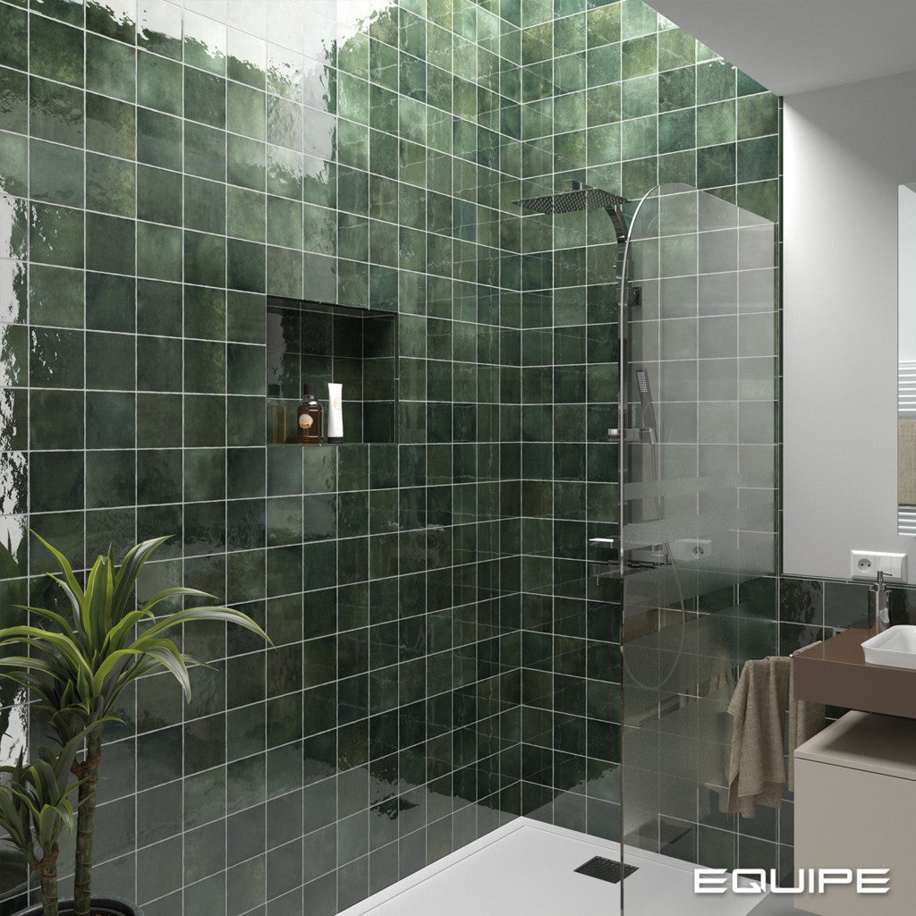 Carrelage mur effet zellige bejmat vert 13,2x13,2 cm ARTISAN MOSS GREEN ...