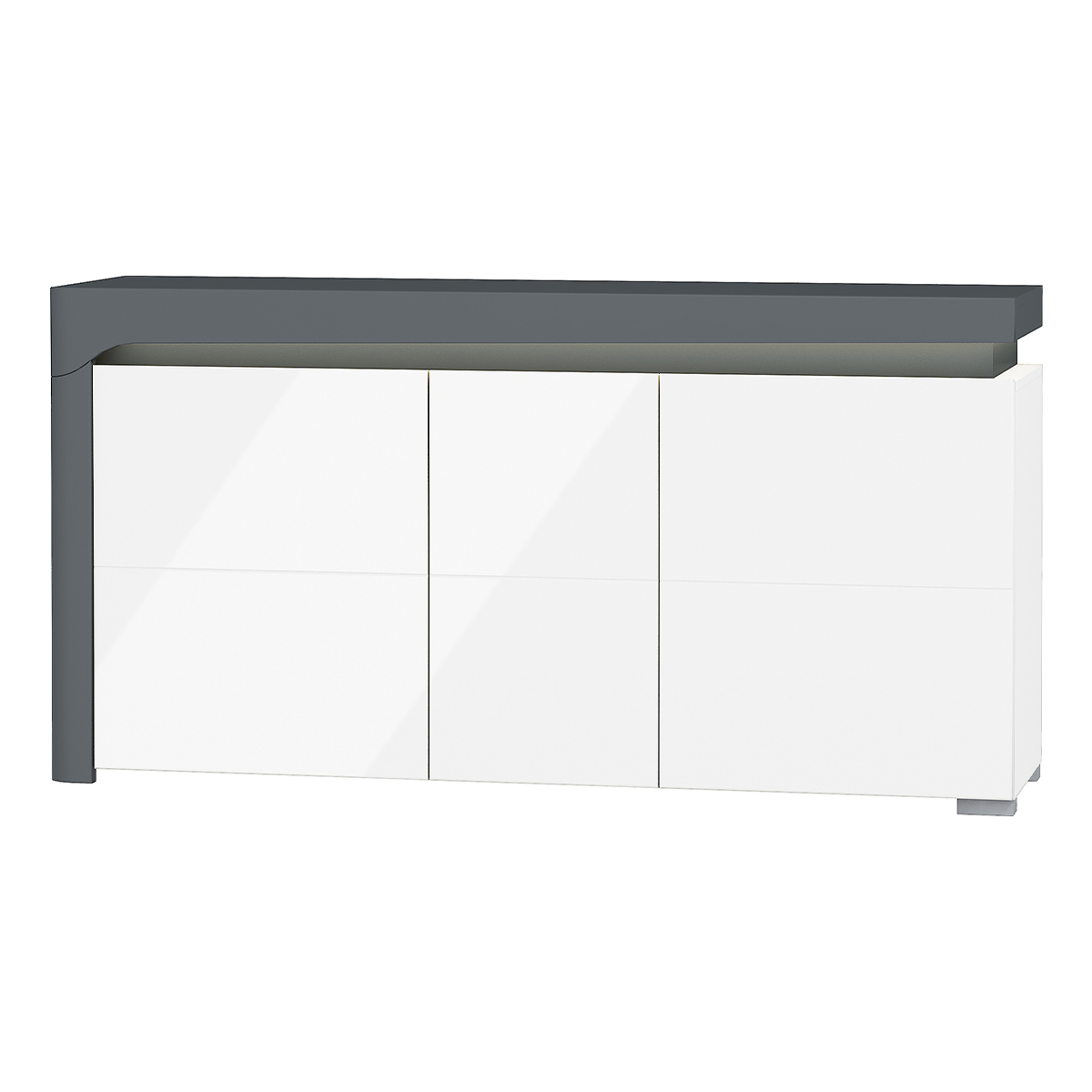Buffet 3 portes LED inclus Teo Blanc et Gris | Leroy Merlin