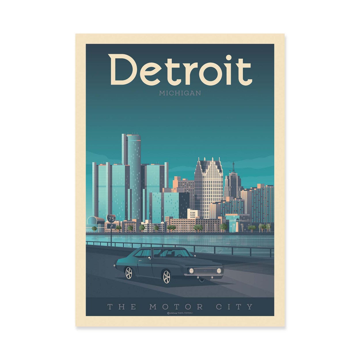 Affiche 30x40 cm - Detroit - Olahoop Travel Posters | Leroy Merlin