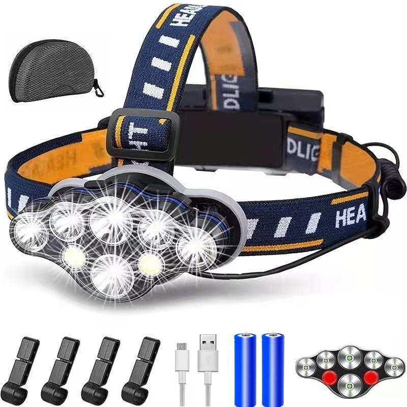 Linterna recargable, ultrapotente, con 8 LED y 18.000 lúmenes de ...