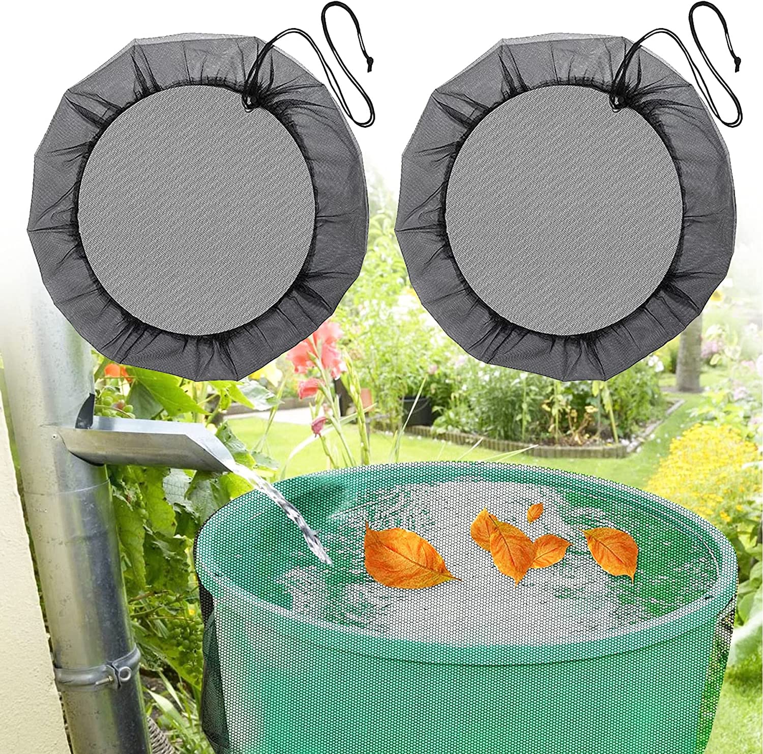 Lot de 2 bâches en filet pour citerne pluviale, Ø 100 cm, avec filet de ...