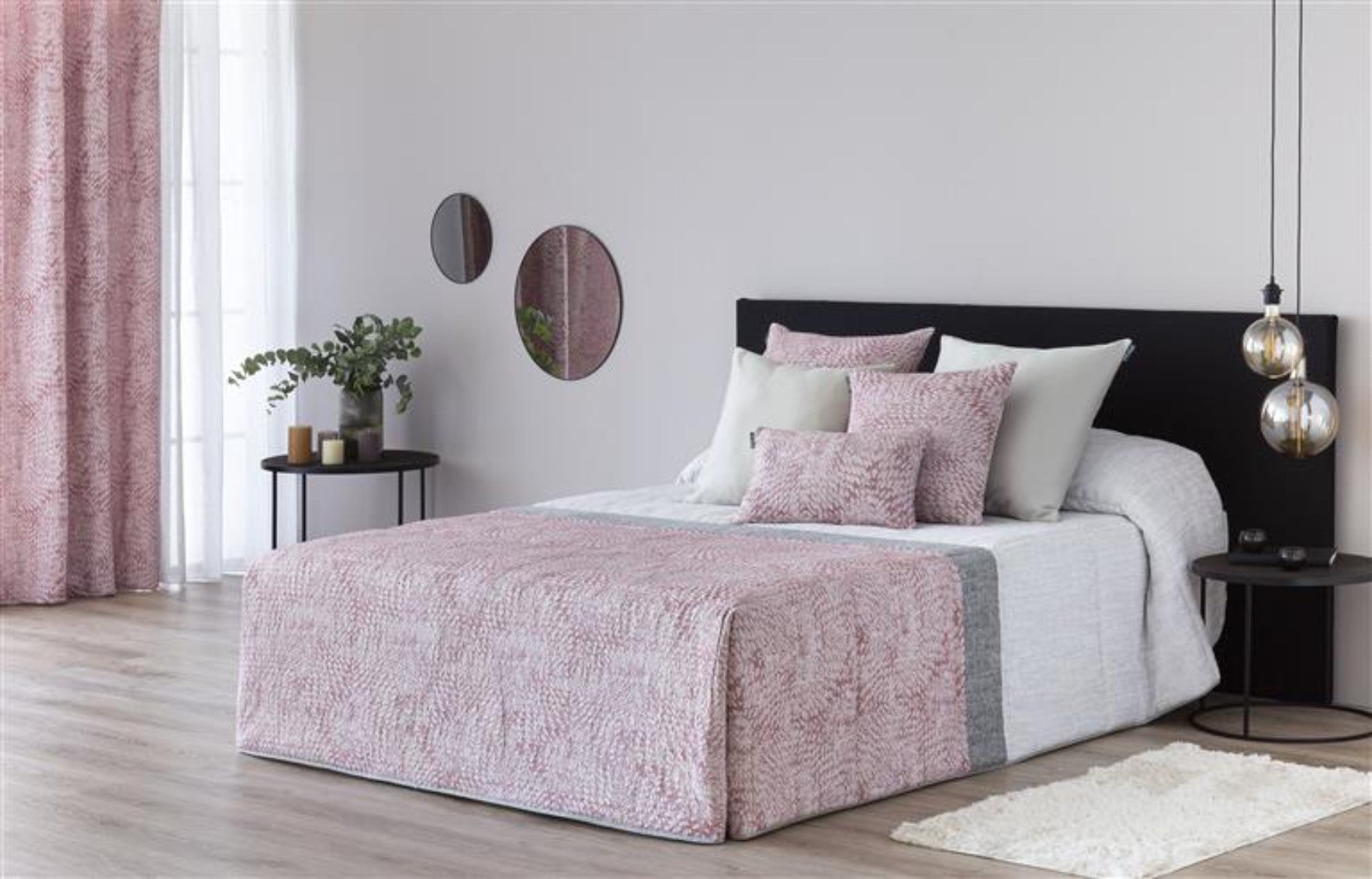 Edredón Conforter Jacquard Palma Rosa para Cama de 90 cm | Leroy Merlin