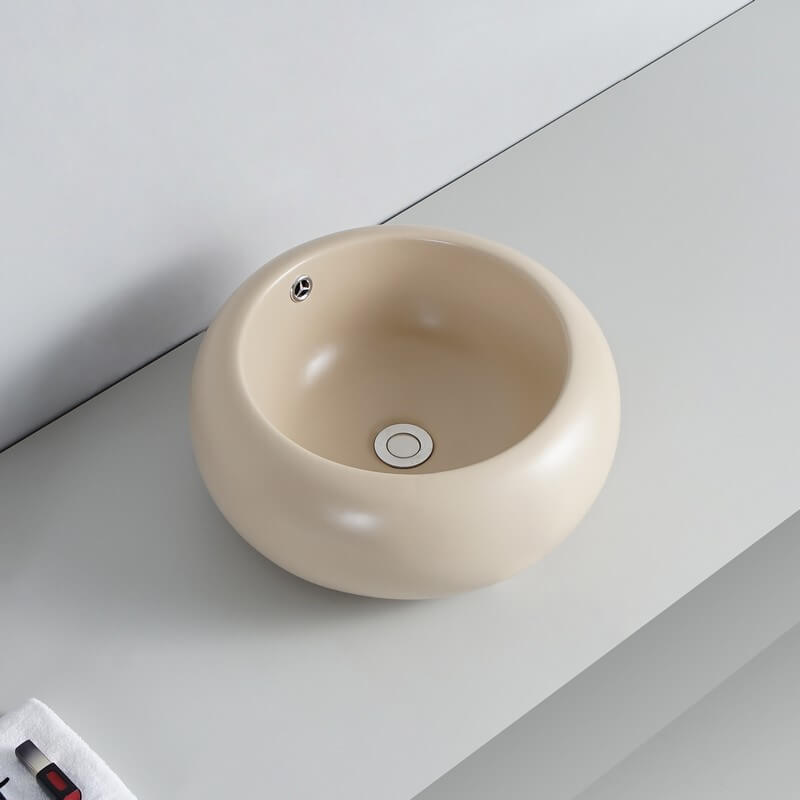 Lavabo independiente Galet - Céramique beige mate - 43 cm - Ove | Leroy ...