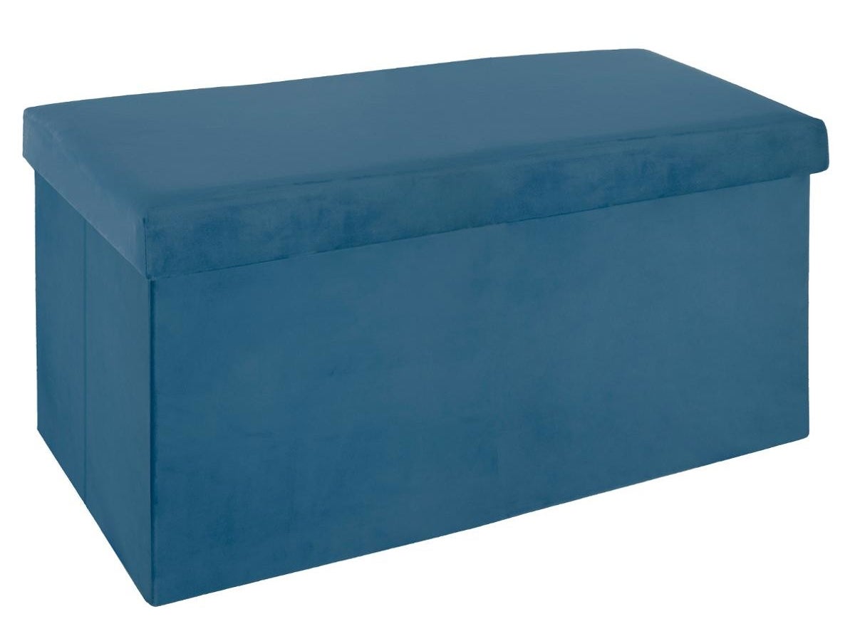 Puff plegable doble 'Tess' azul de terciopelo - Atmosphera créateur d ...