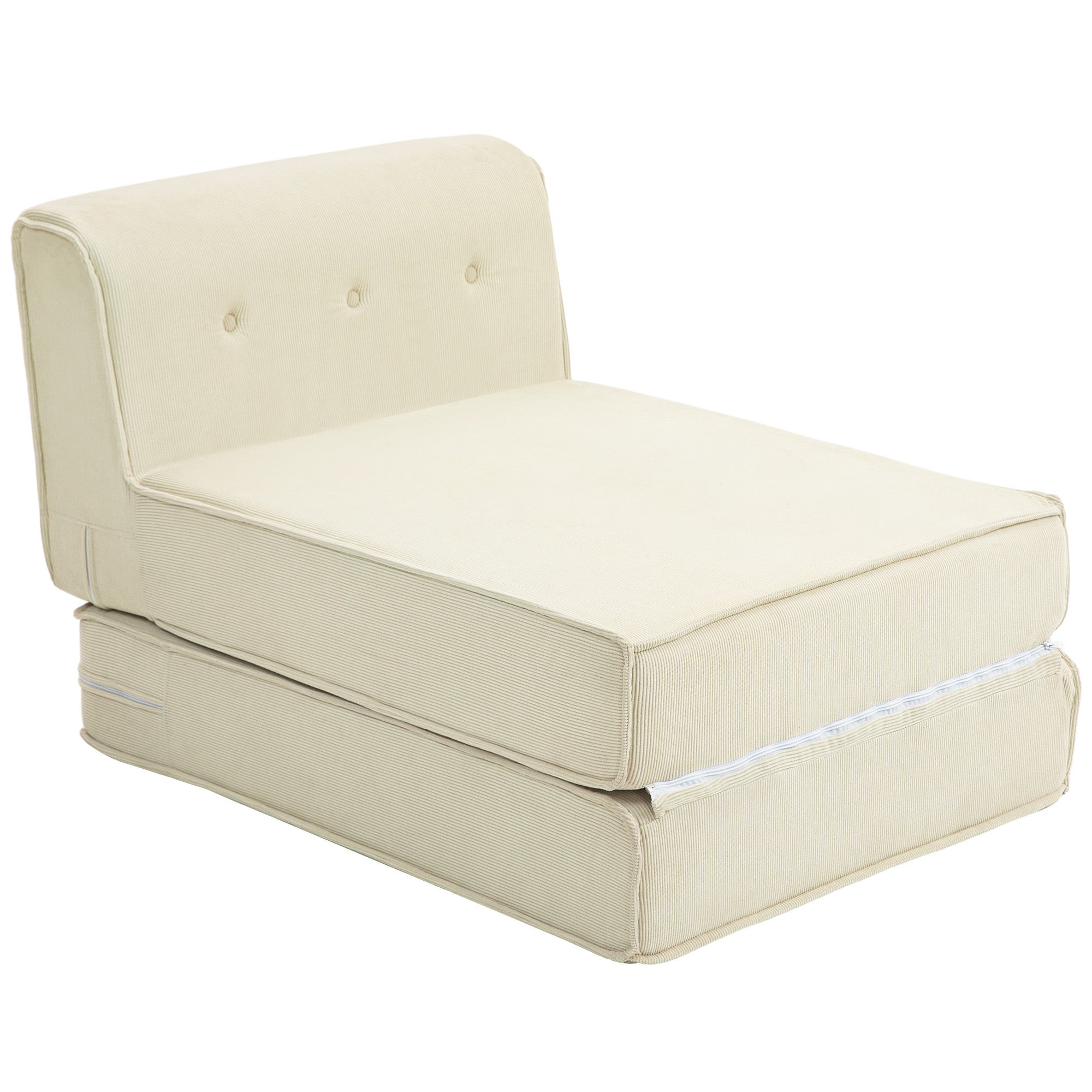 Matelas lit fauteuil futon chauffeuse pliable L.195 cm velours côtelé ...