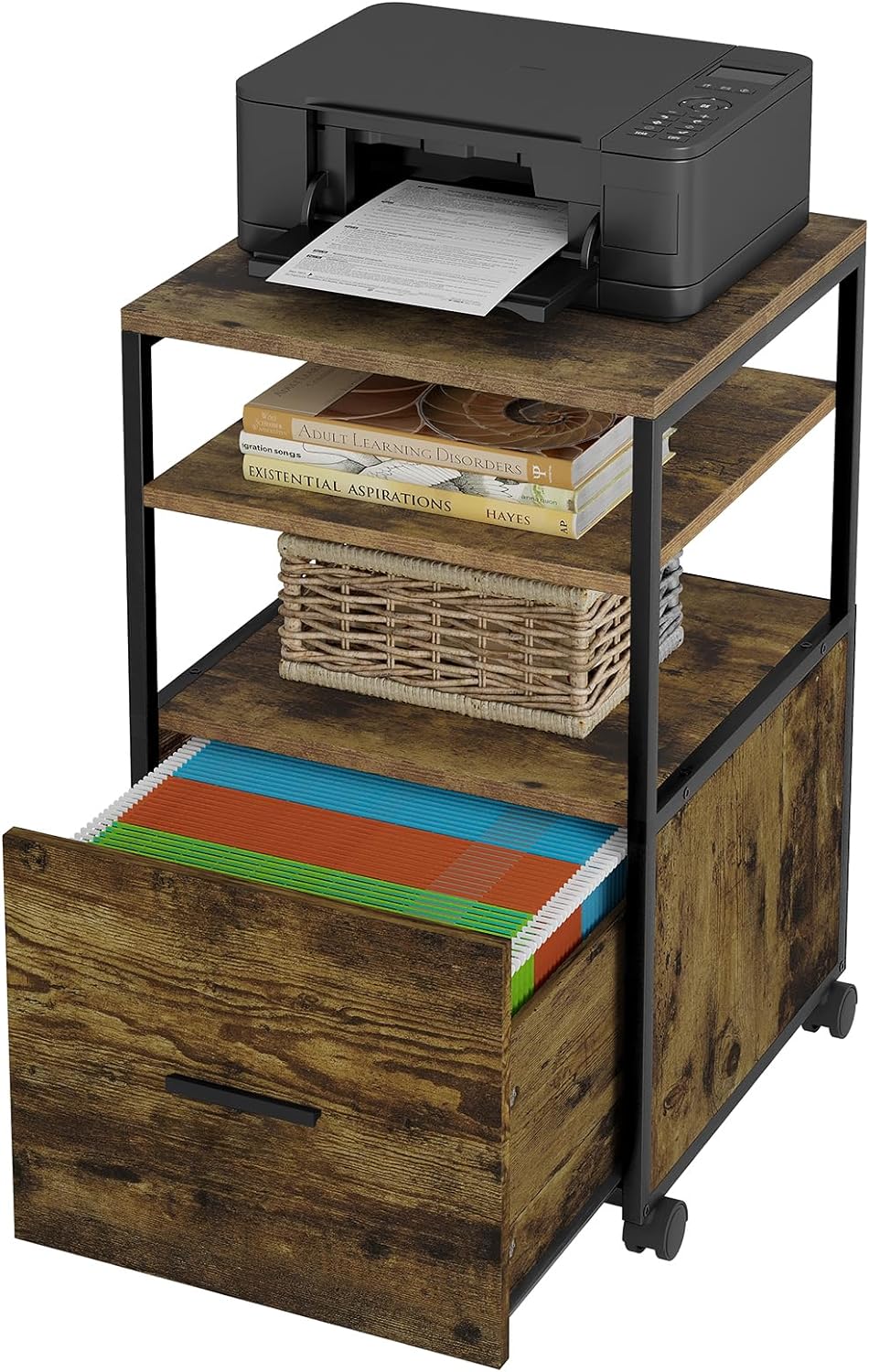 Caisson de Bureau à roulettes，Meuble de Rangement 40x40x66cm，Armoire ...