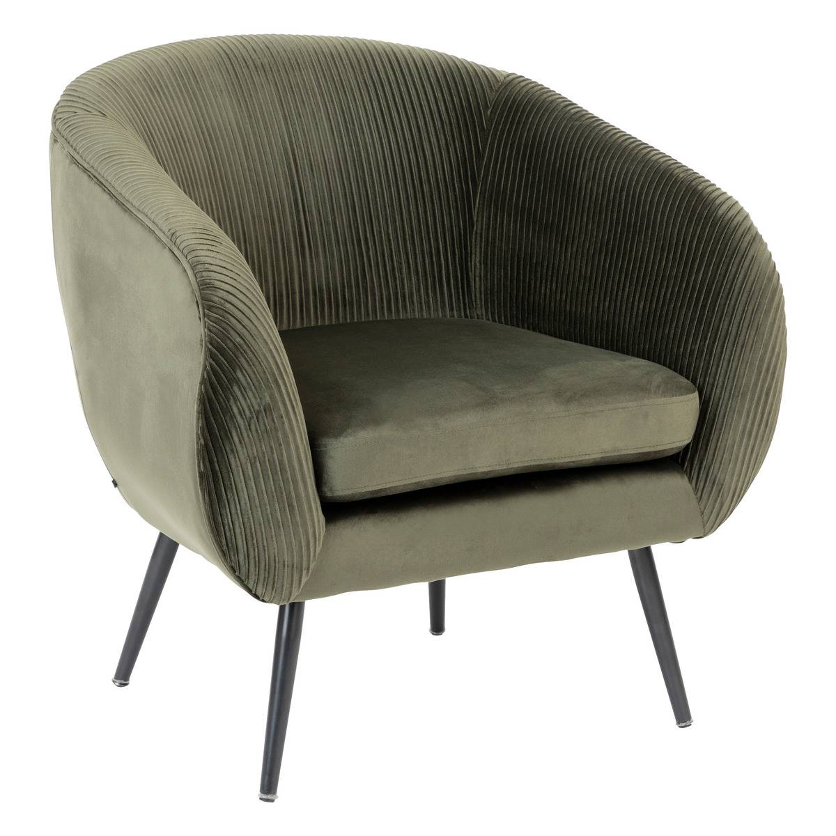 Fauteuil Solaro velours vert kaki - Atmosphera créateur d'intérieur ...