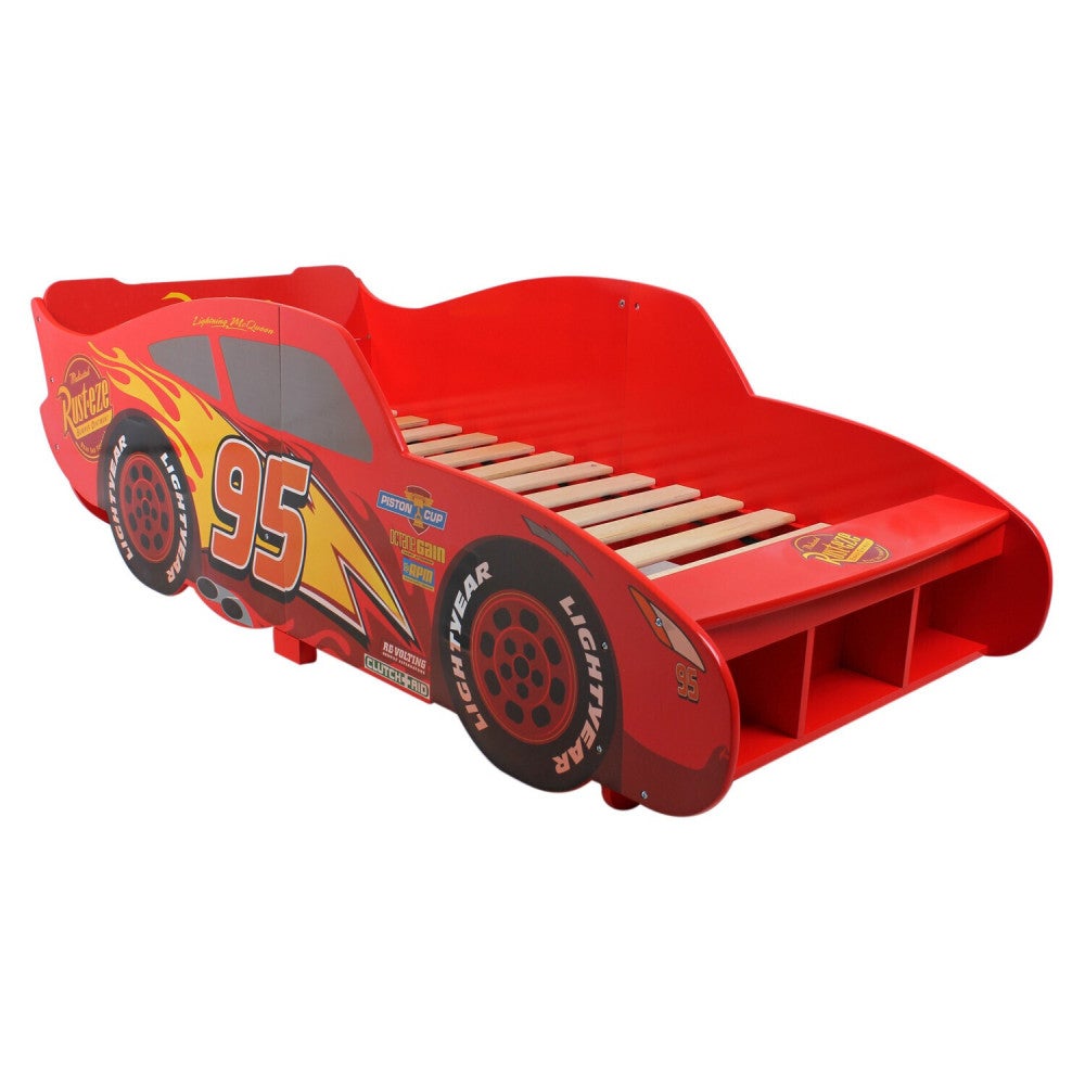 Lit bois Disney Cars Flash McQueen et rangement - 140x70 cm | Leroy Merlin