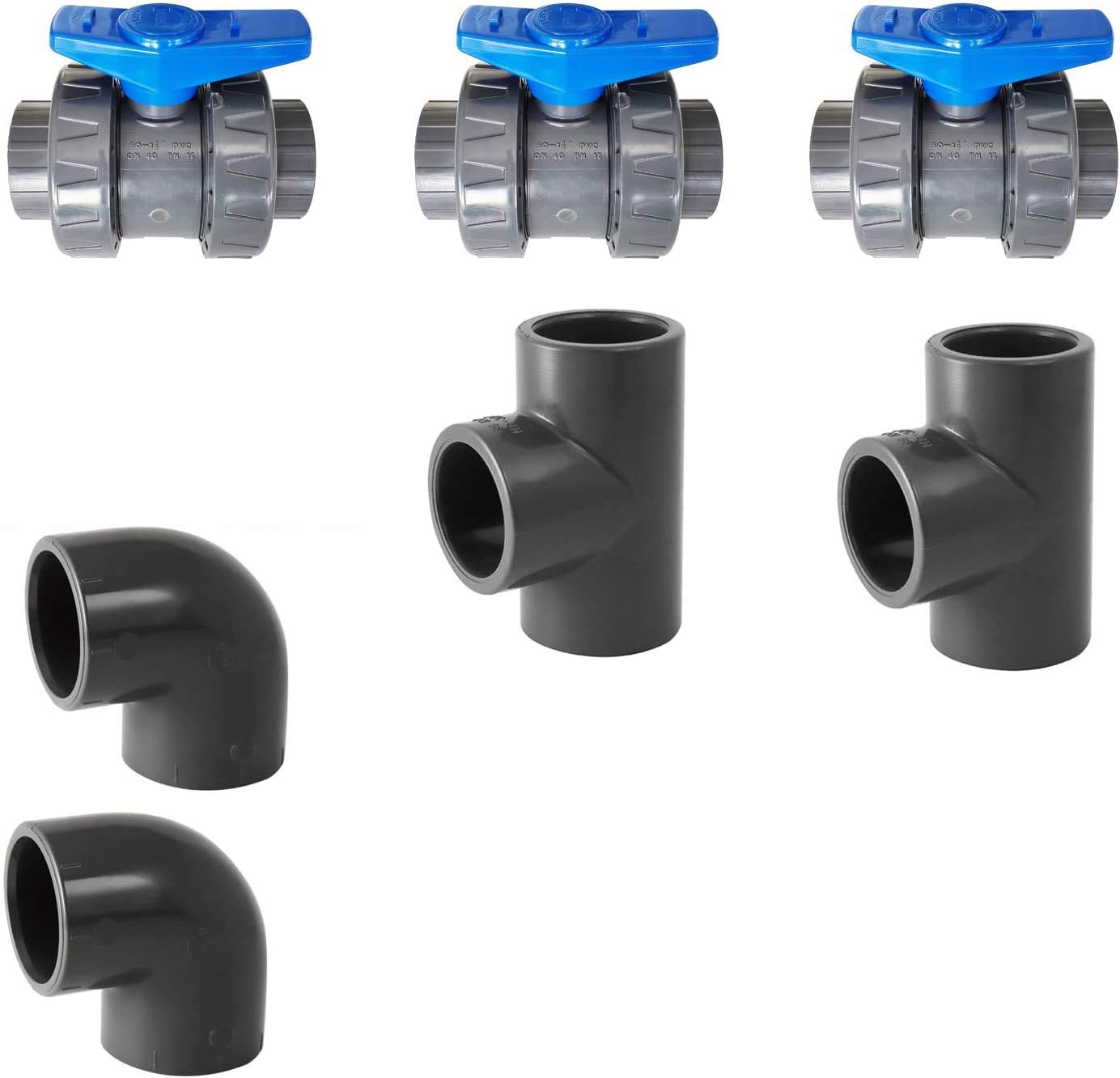 PVC Pression Kit Bypass 50mm 3 X Vannes 50mm / 2 X Té 50mm / 2X Coudes ...