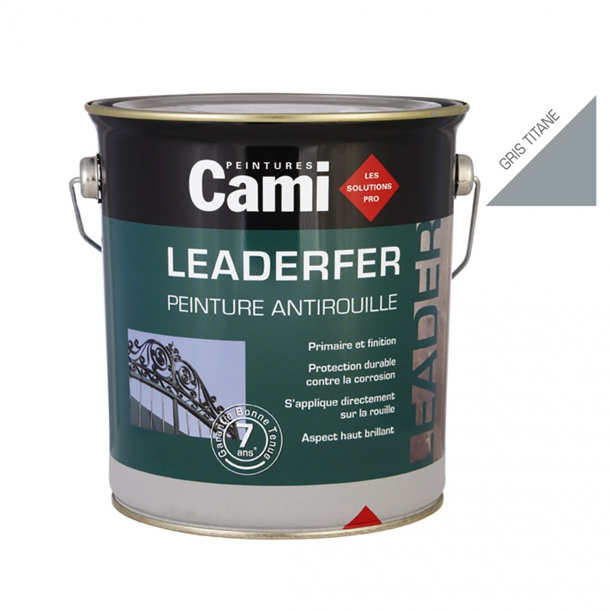 LEADERFER Gris Titane 2,5L-Laque antirouille brillante pour toutes vos ...