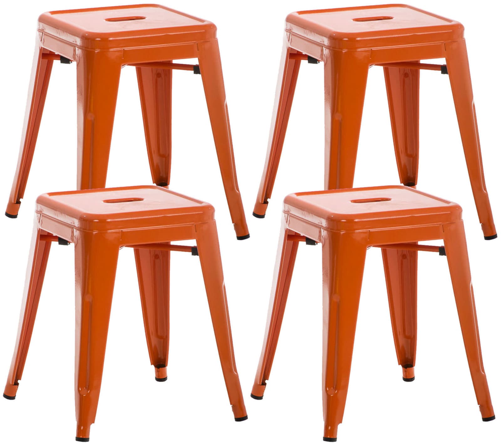 Lot de 4 tabourets bas au style industriel Armin en métal Orange ...