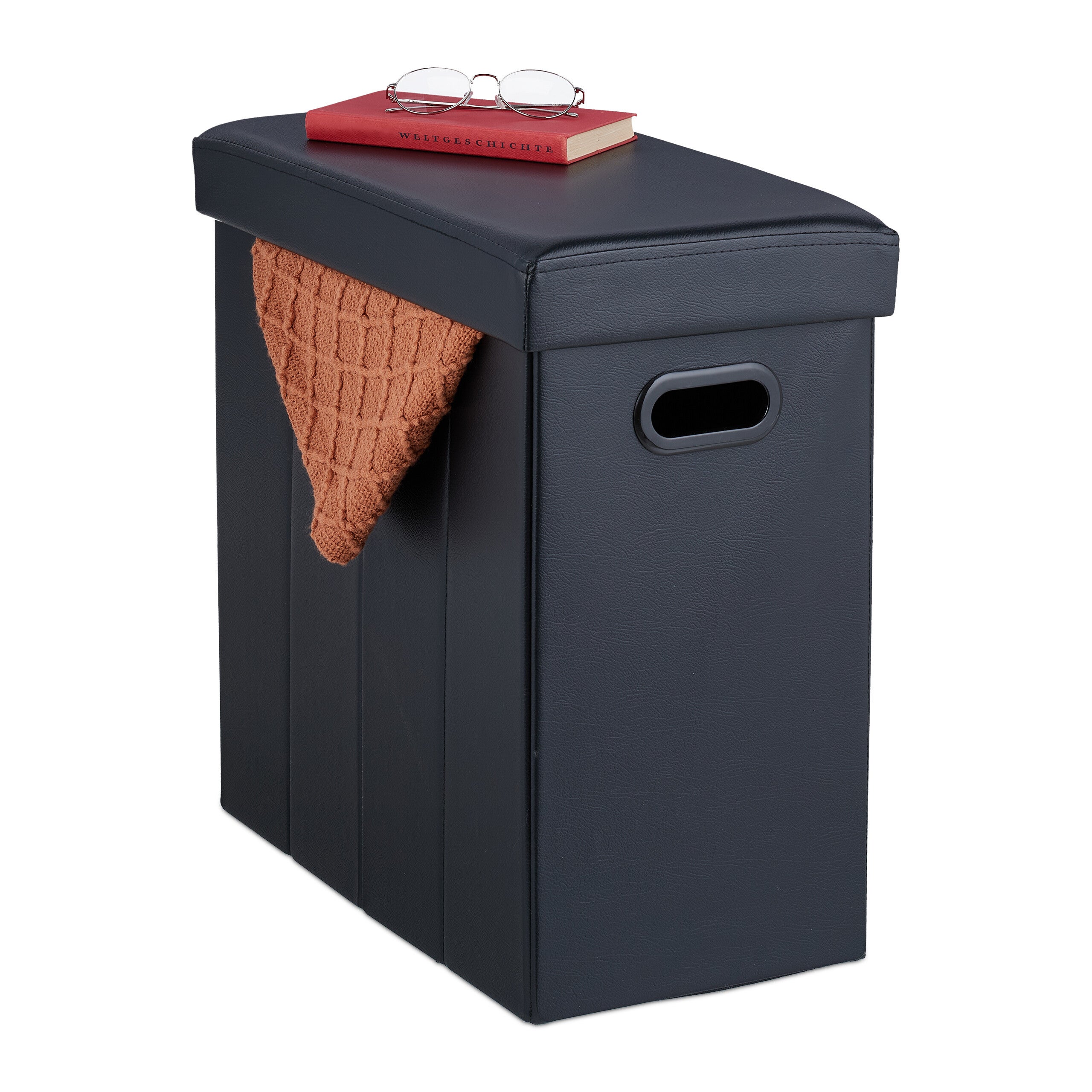 Relaxdays Pouf Contenitore per Sedersi, Coperchio Imbottito, HxLxP: 49 ...