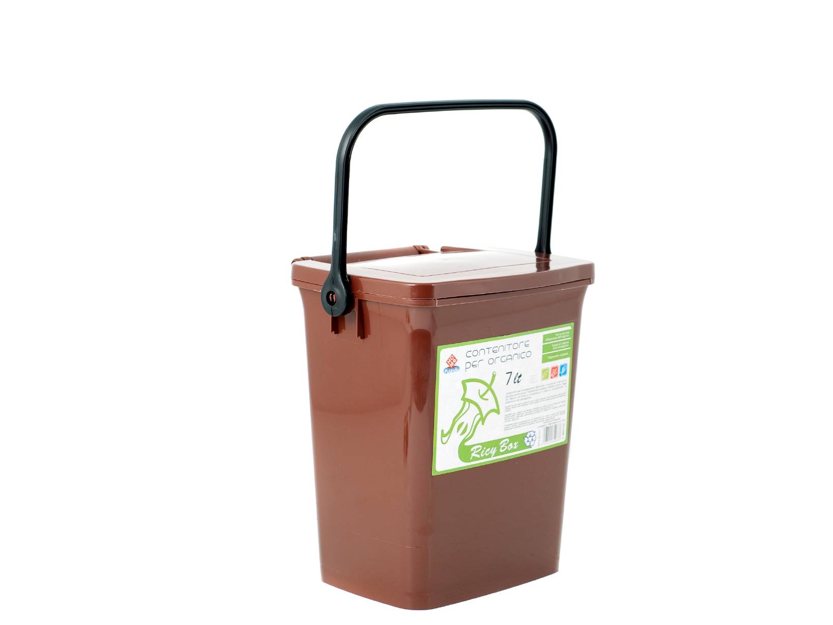 Home Ricybox Contenitore Umido con Coperchio, 7 Litro, Marrone, 24.5x26 ...