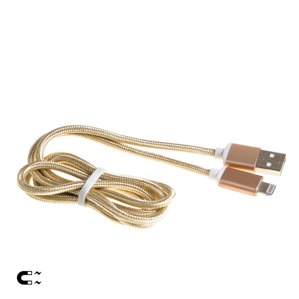 CABLE DE DATOS MAGNÉTICO LIGHTNING 8 PINS 1001 Cm. Color: Oro DAM ...