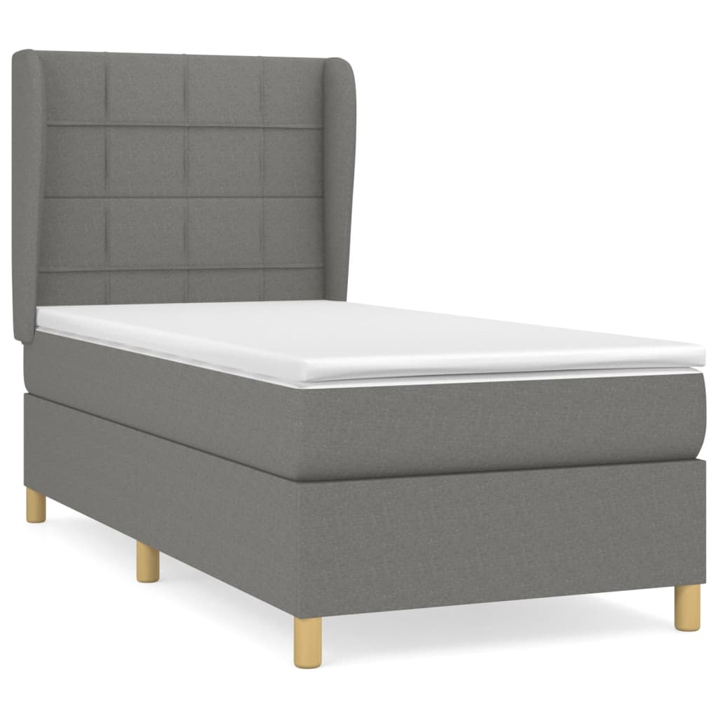 Cama box spring con colchón tela gris oscuro 100x200 cm — COMFORTXL ...