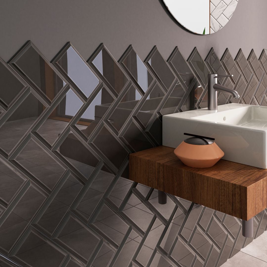 Azulejo cerámico Brillante CERAGNI BISELADO Metro Gris 670 | M10x20 ...