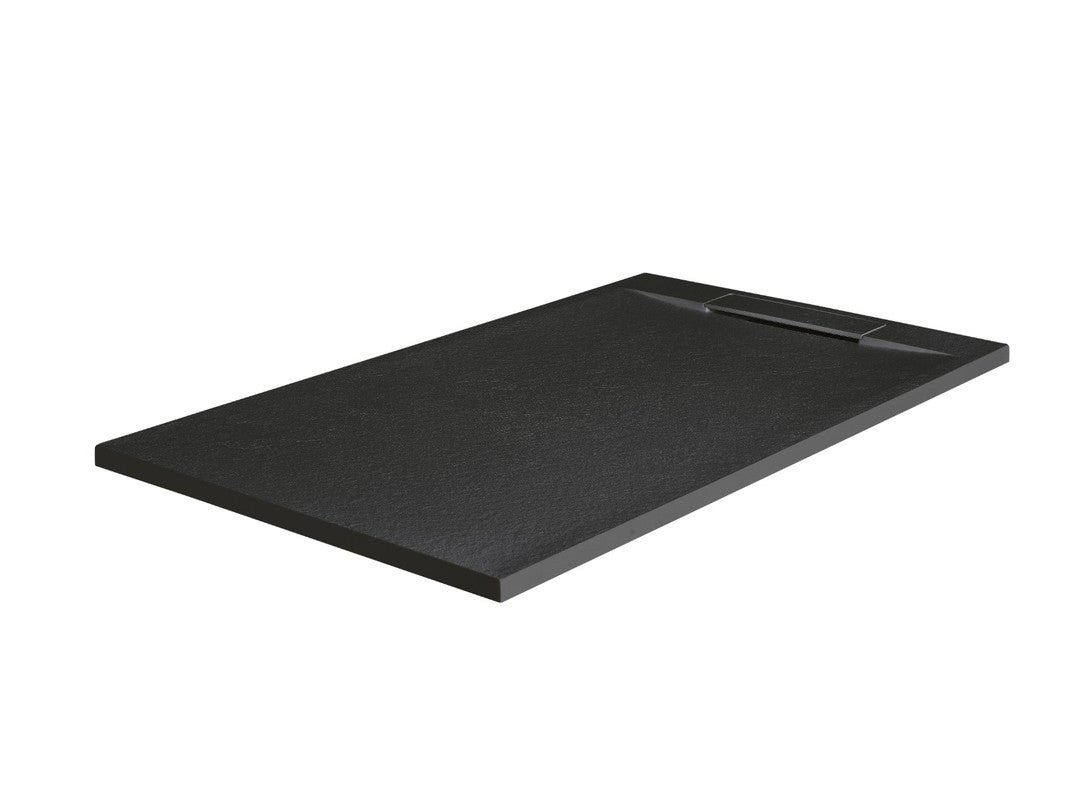 Plato de ducha Serie Nordic 100x80 Negro - Válvula y rejilla incluidas ...