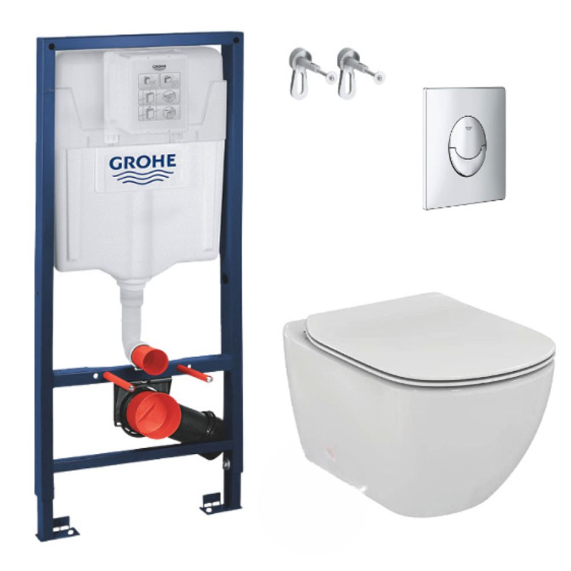 Pack WC Rapid SL GROHE + Cuvette Ideal Standard Tesi Aquablade rimless ...