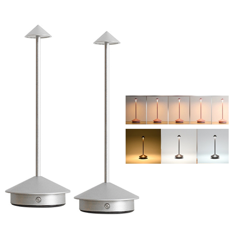 2 lampes de table sans fil rechargeables par USB, 3 températures de couleur, veilleuse tactile à ...