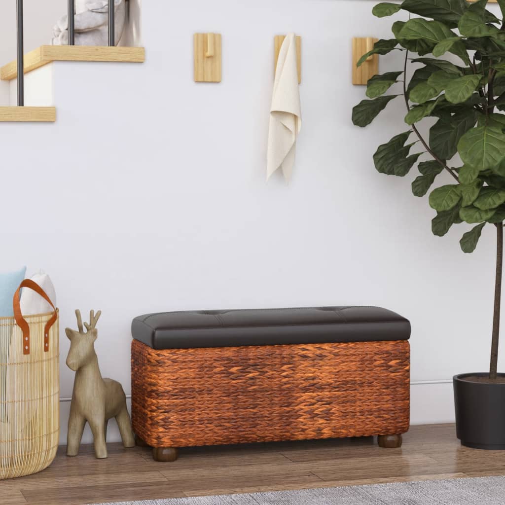 Bancs de rangement 2 pcs avec coussin marron 69cm quenouille | Leroy Merlin