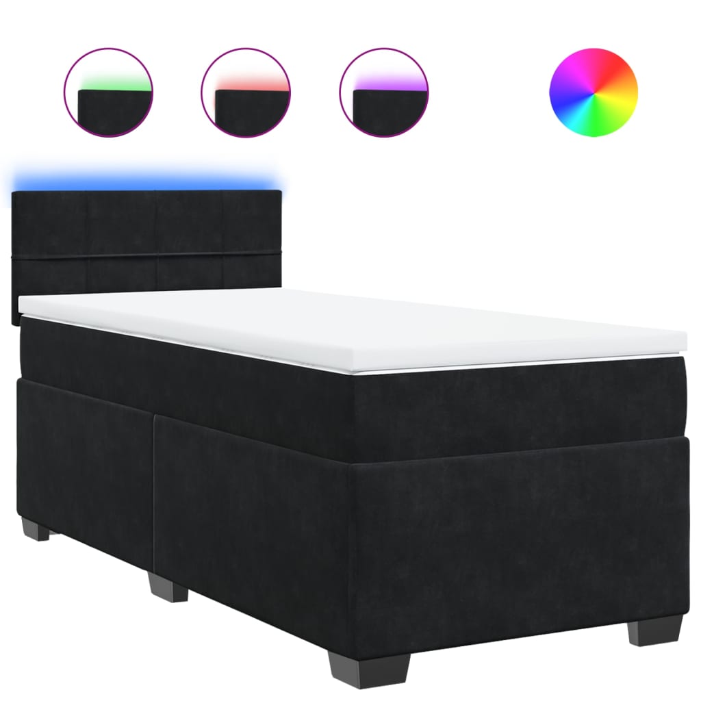 Cama box spring individual con colchón tela negro | Leroy Merlin