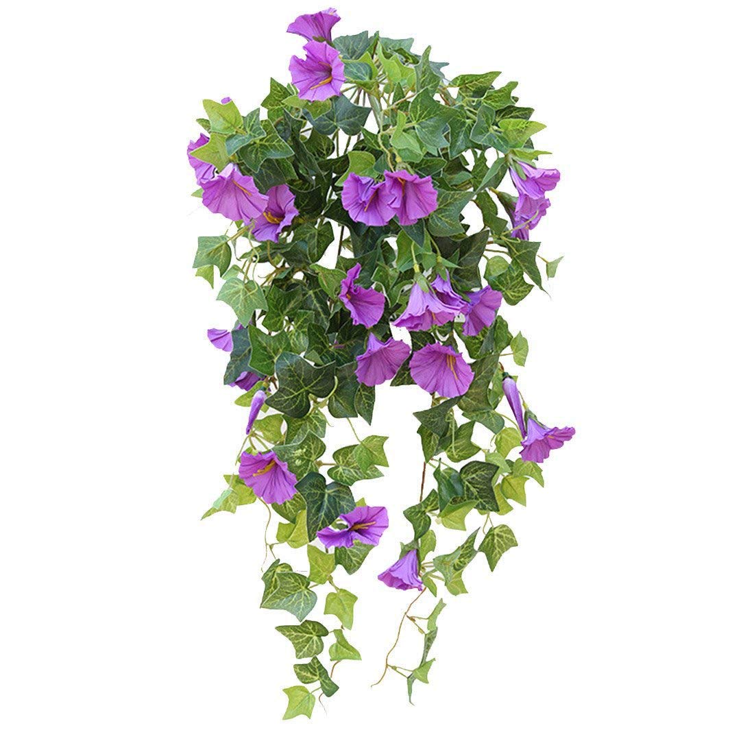 Fleurs artificielles suspendues violet, pétunias décoratifs pour balcon ...