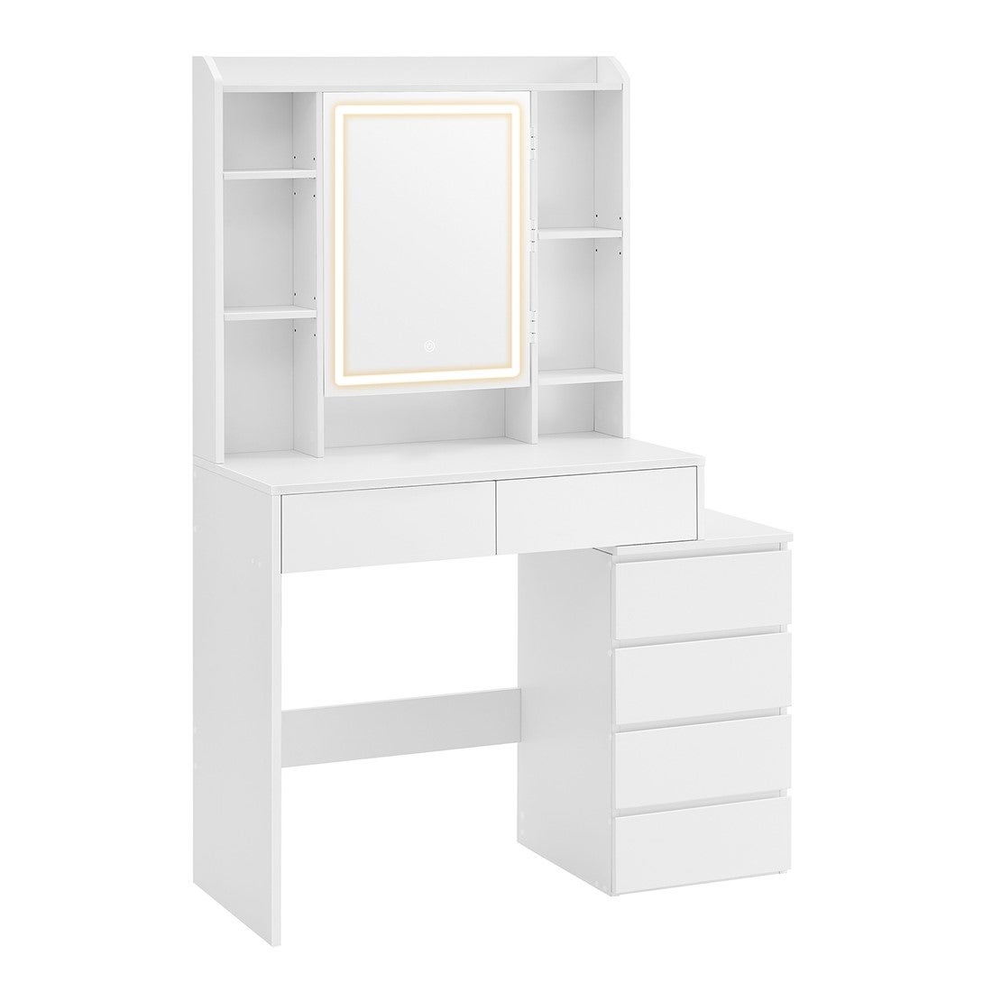 Tocador blanco de maquillaje moderno, con luces led ajustables, espejo ...