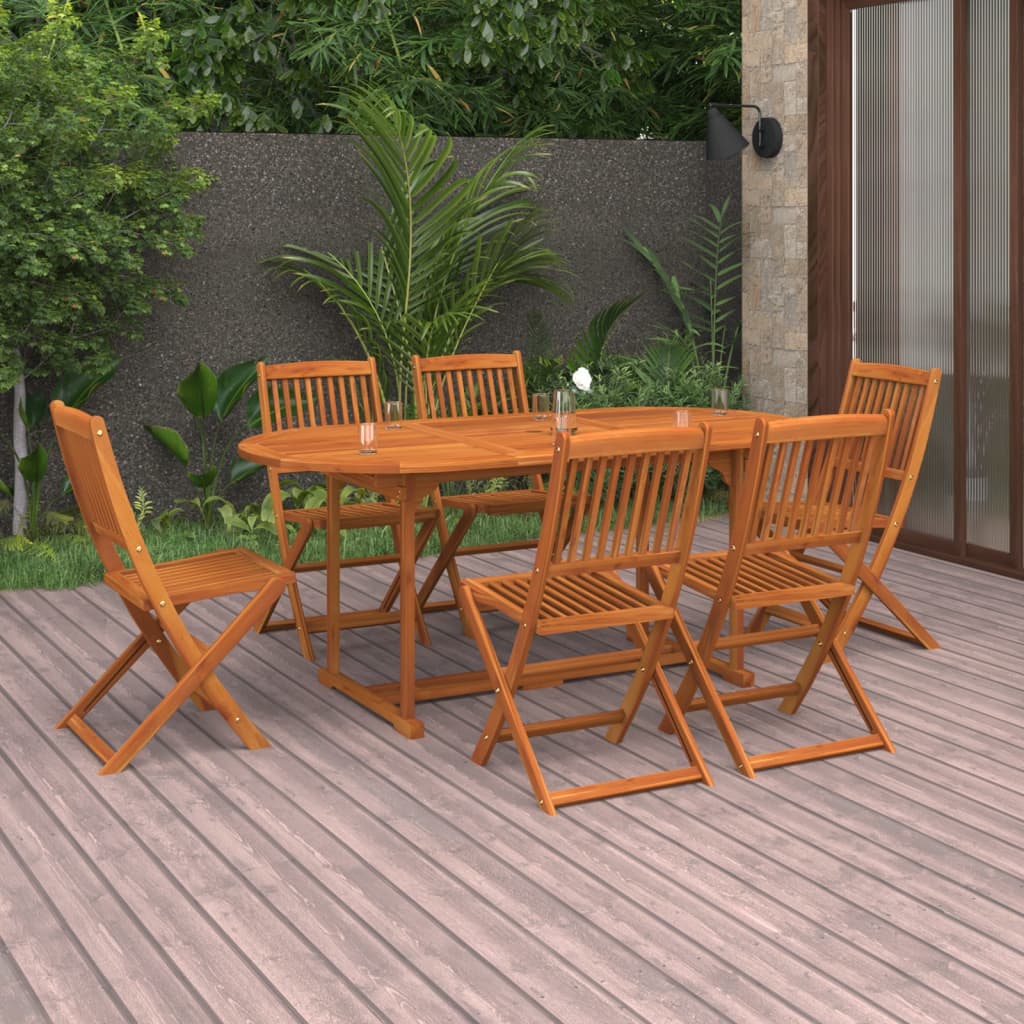 Mobilier à dîner de jardin 7 pcs Bois d'acacia solide | Leroy Merlin