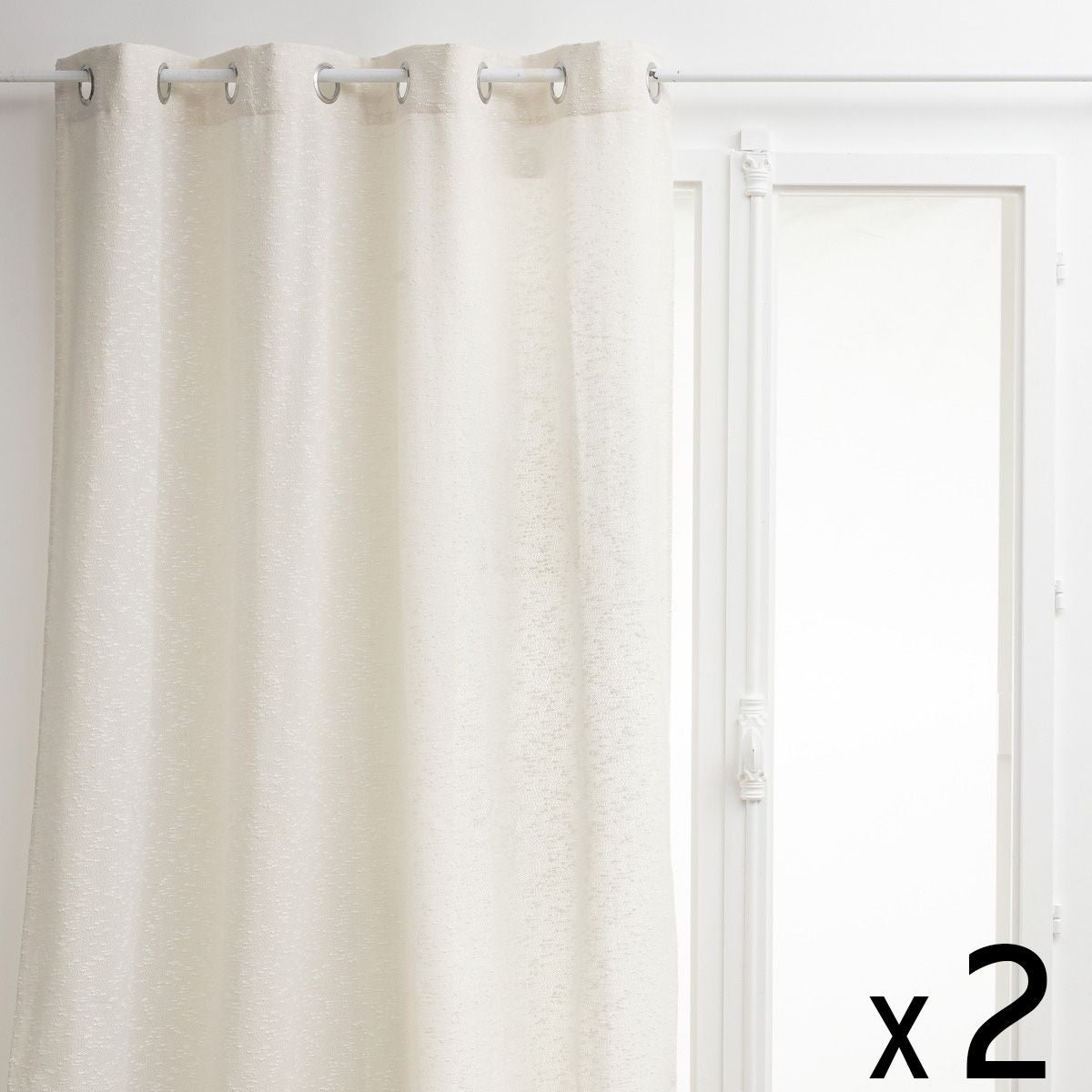 Lot de 2 Rideaux à œillets texturé Aska Beige Lin 140 x 260 cm | Leroy ...