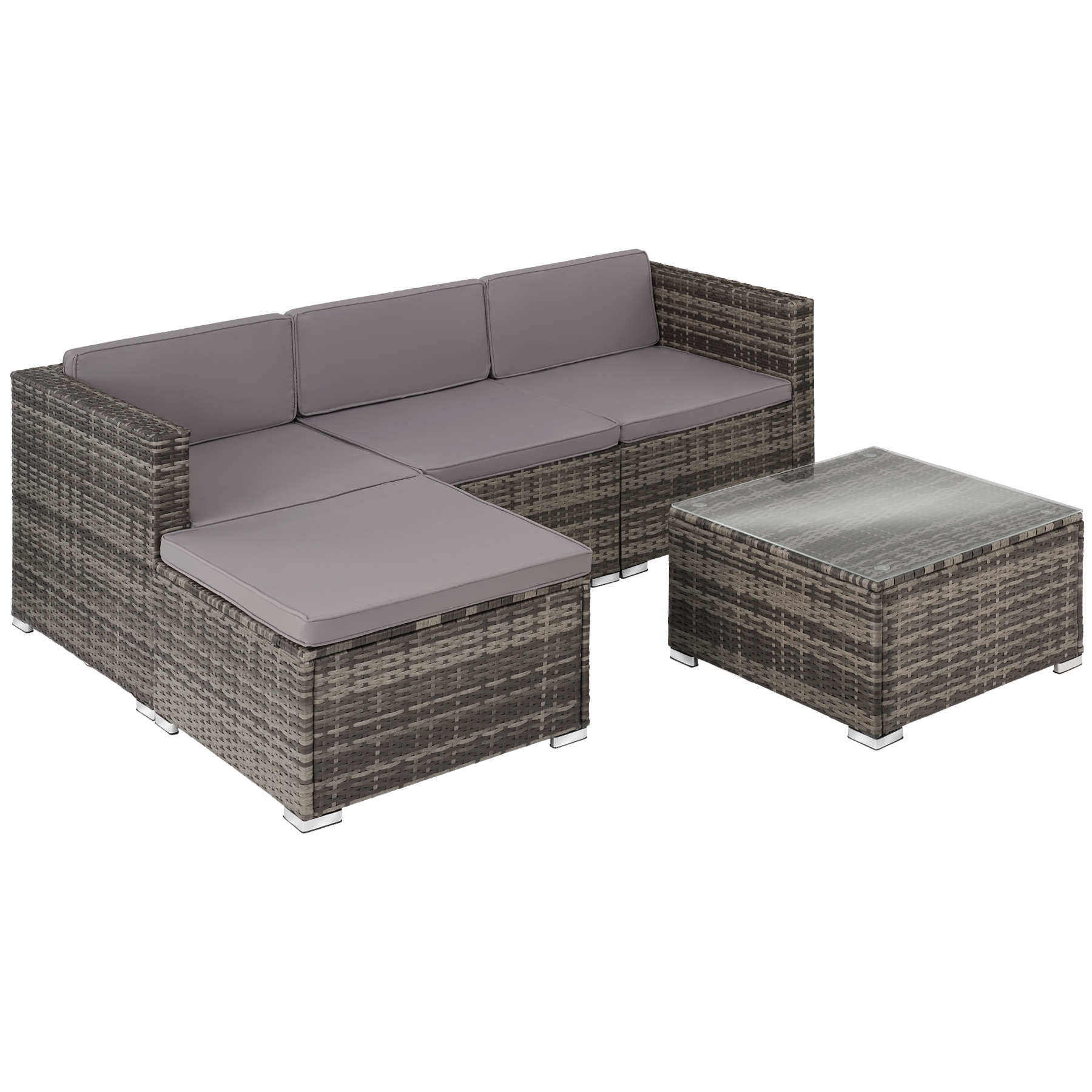 Tectake Salottino in rattan Lignano grigio