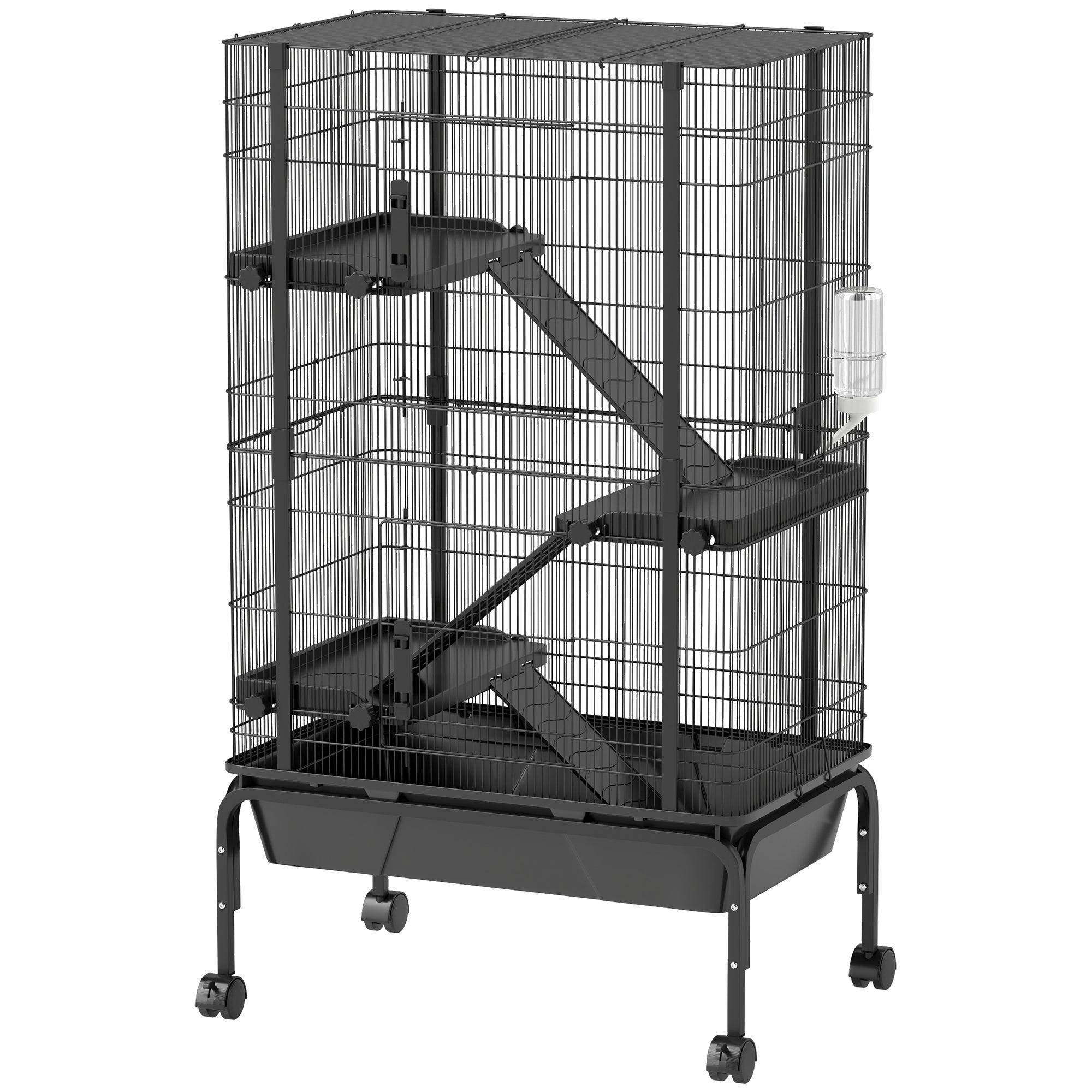 PawHut Cage pour animaux Acier, PP Noir 69x44x120 cm D51-476V00BK ...
