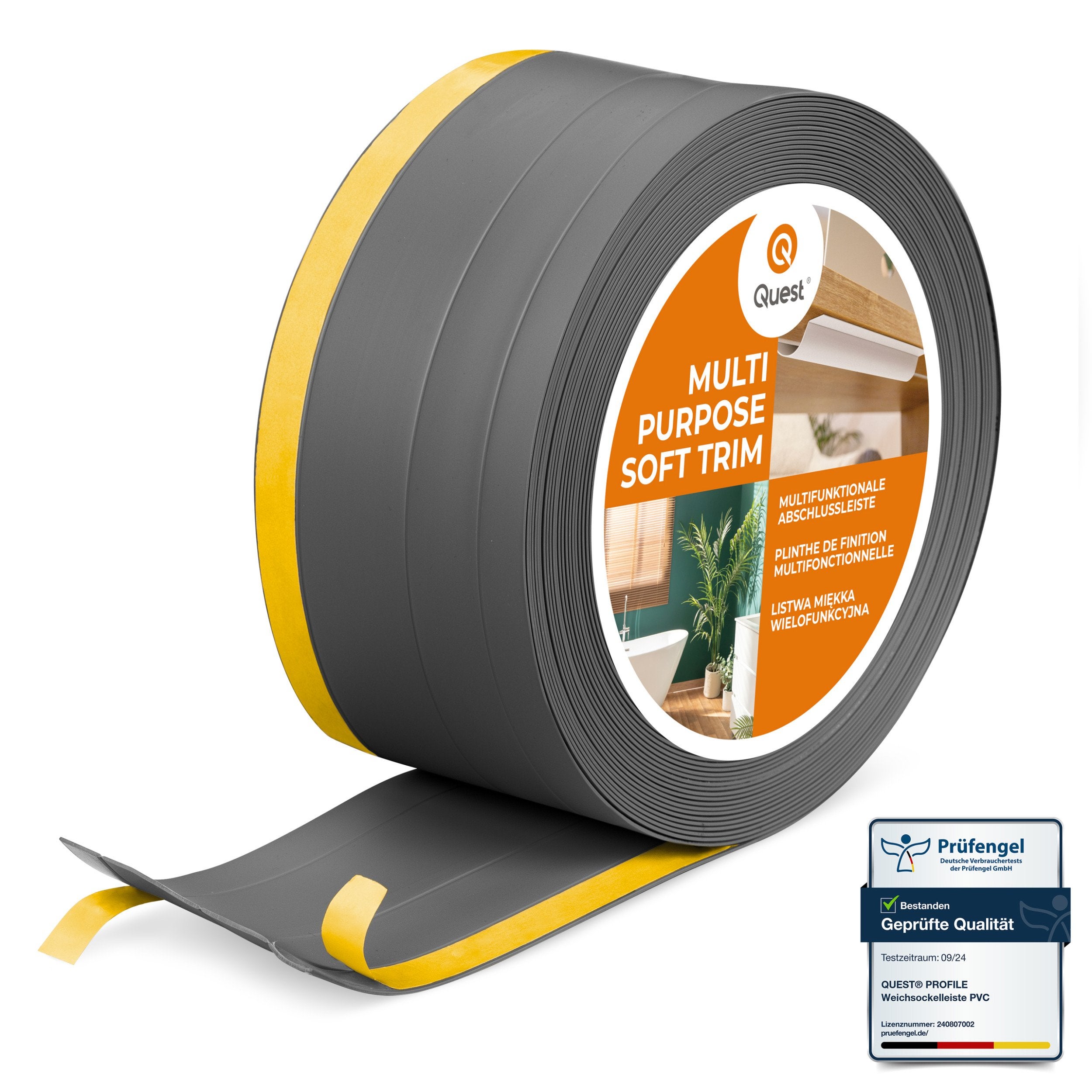 QUEST Plinthe de finition W2 en PVC 4-en-1 120mm, 10m, baguette ...